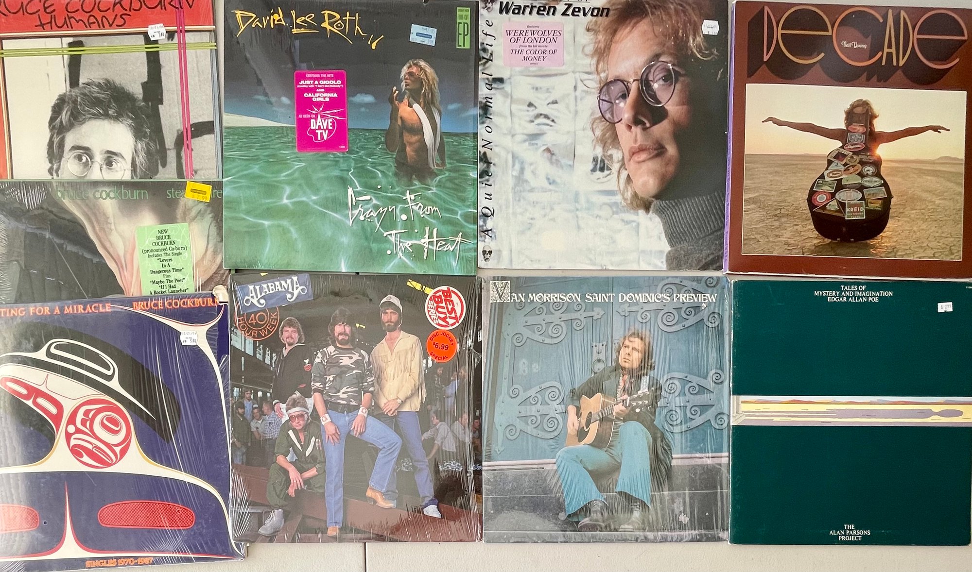 (9) Vintage Vinyl Albums - Neil Young, Van Morrison, Warren Zebon ...