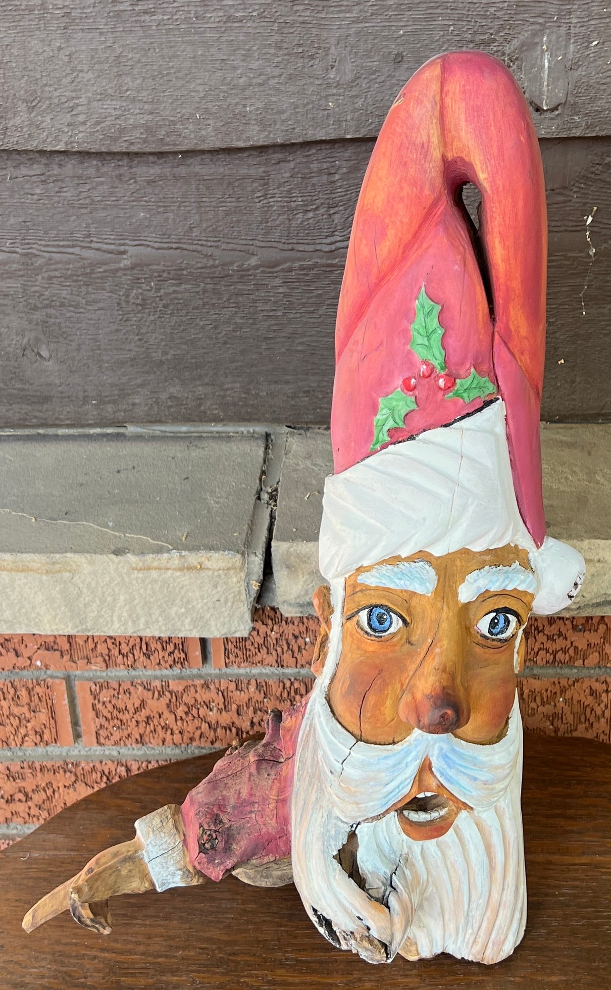 Vintage Hand Carved KepArt Painted Log Santa #43267 | Auctionninja.com