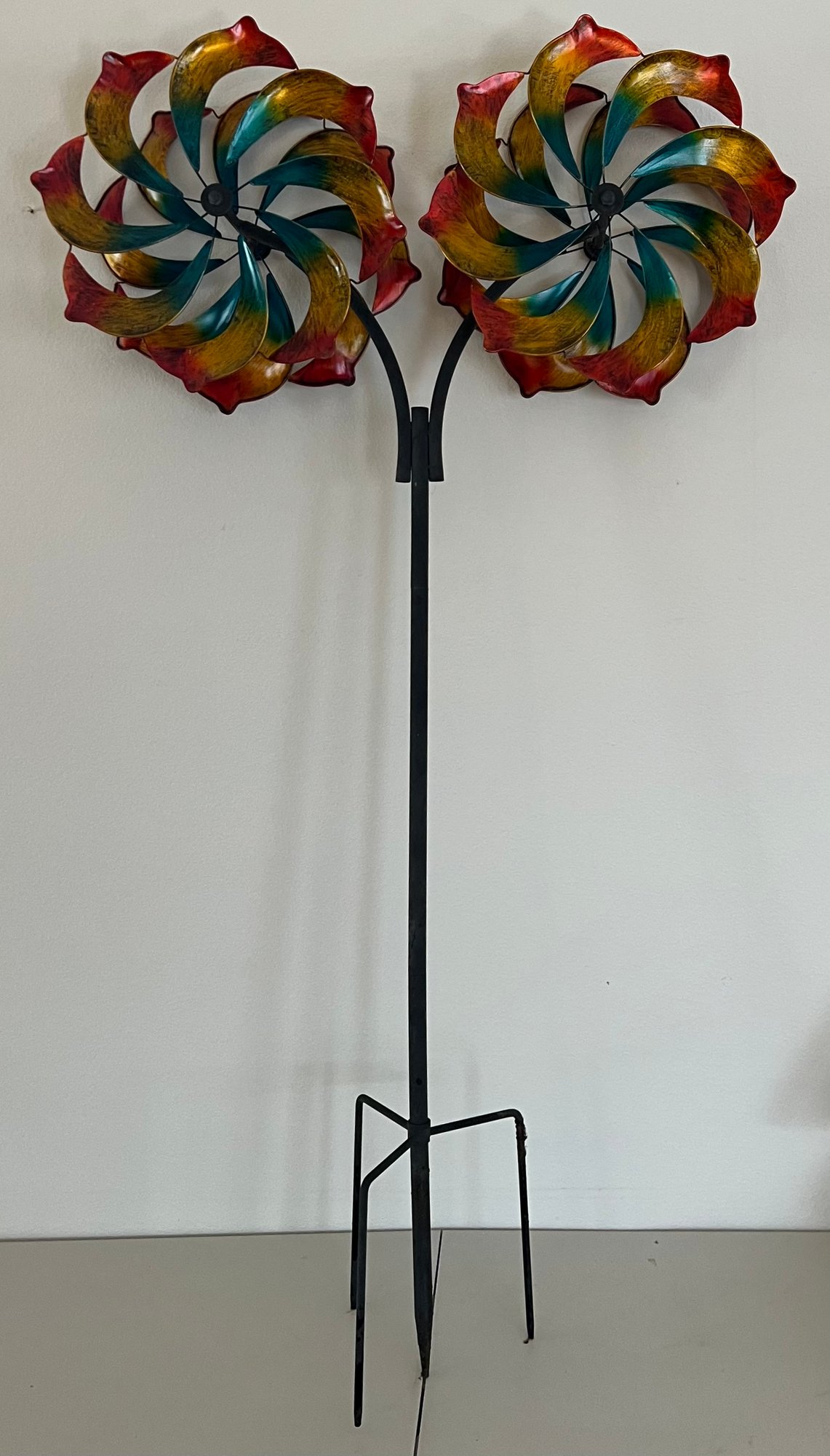 64" Multi Color Double Pin Wheel Metal Outdoor Wind Spinner #34661 ...