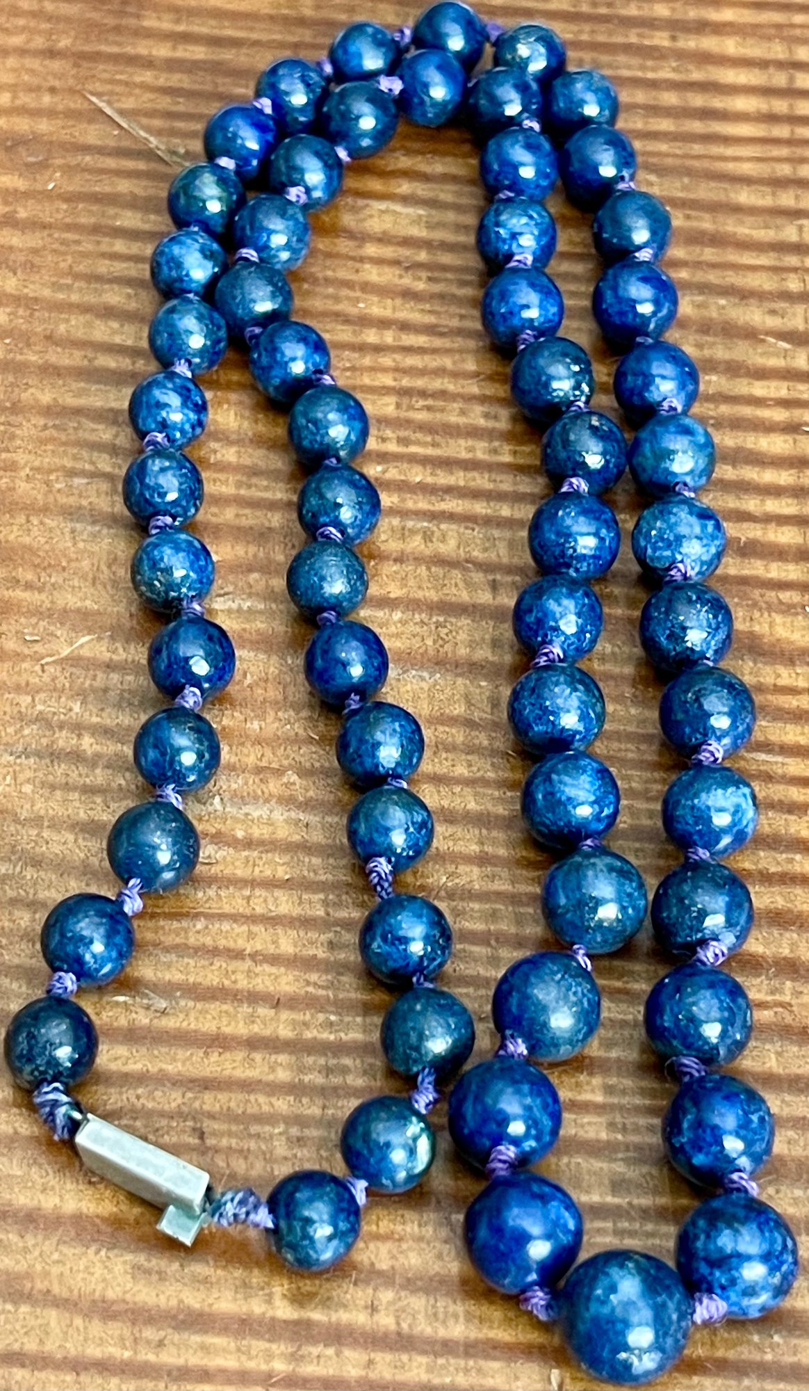 Vintage Blue Lapis Round Knotted Bead 24 Inch Necklace #44214 ...