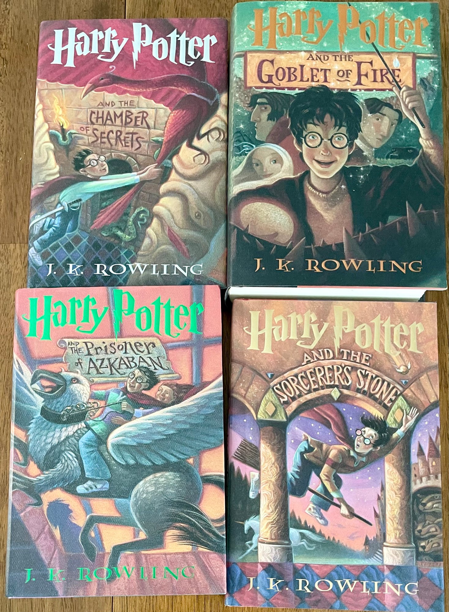 (4) Harry Potter Hard Back Books - Chamber Of Secrets, Goblet Of Fire ...