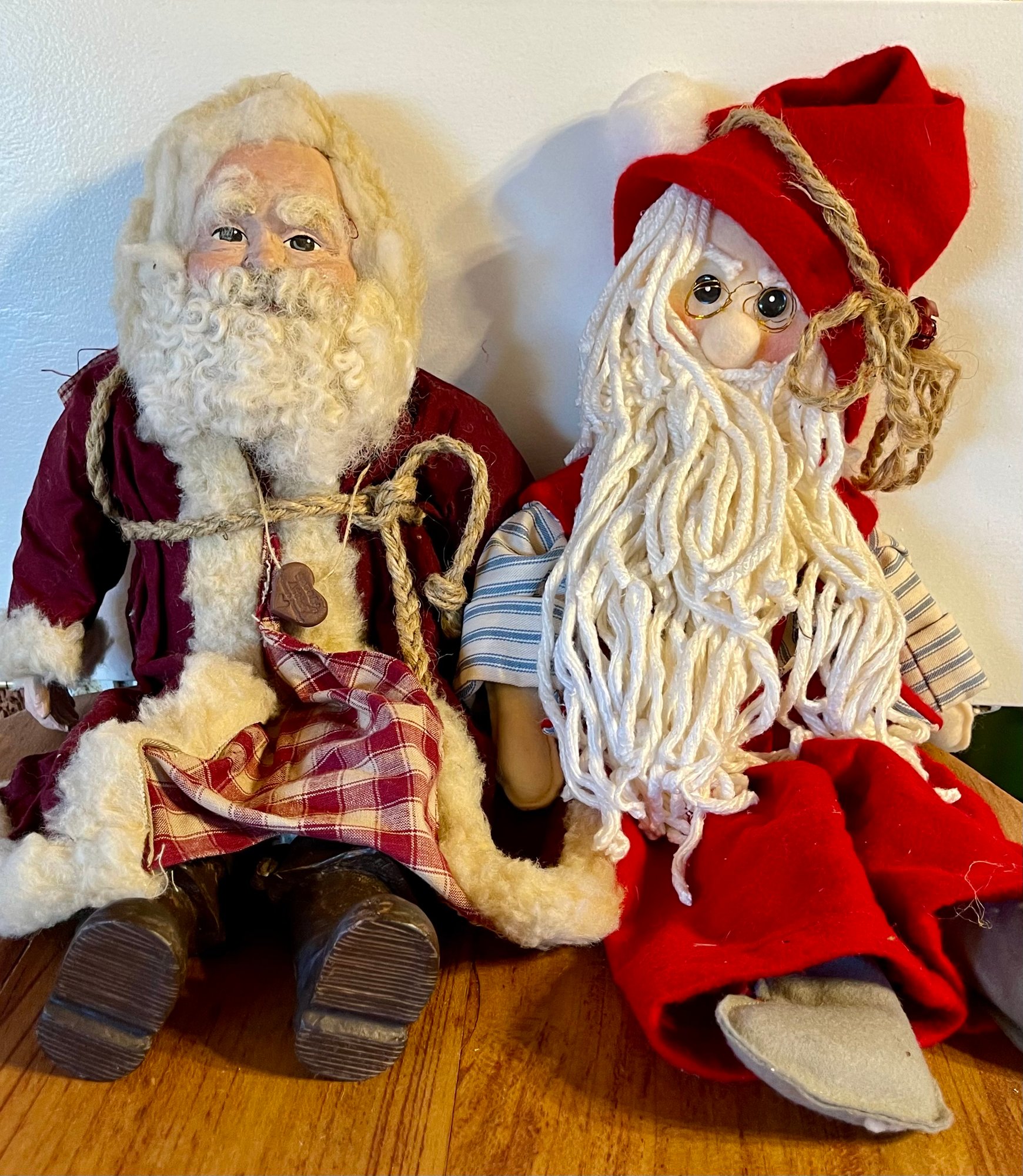 (2) Vintage Cloth Santas Sarahs Attic And Rag Doll Santa #43278 ...