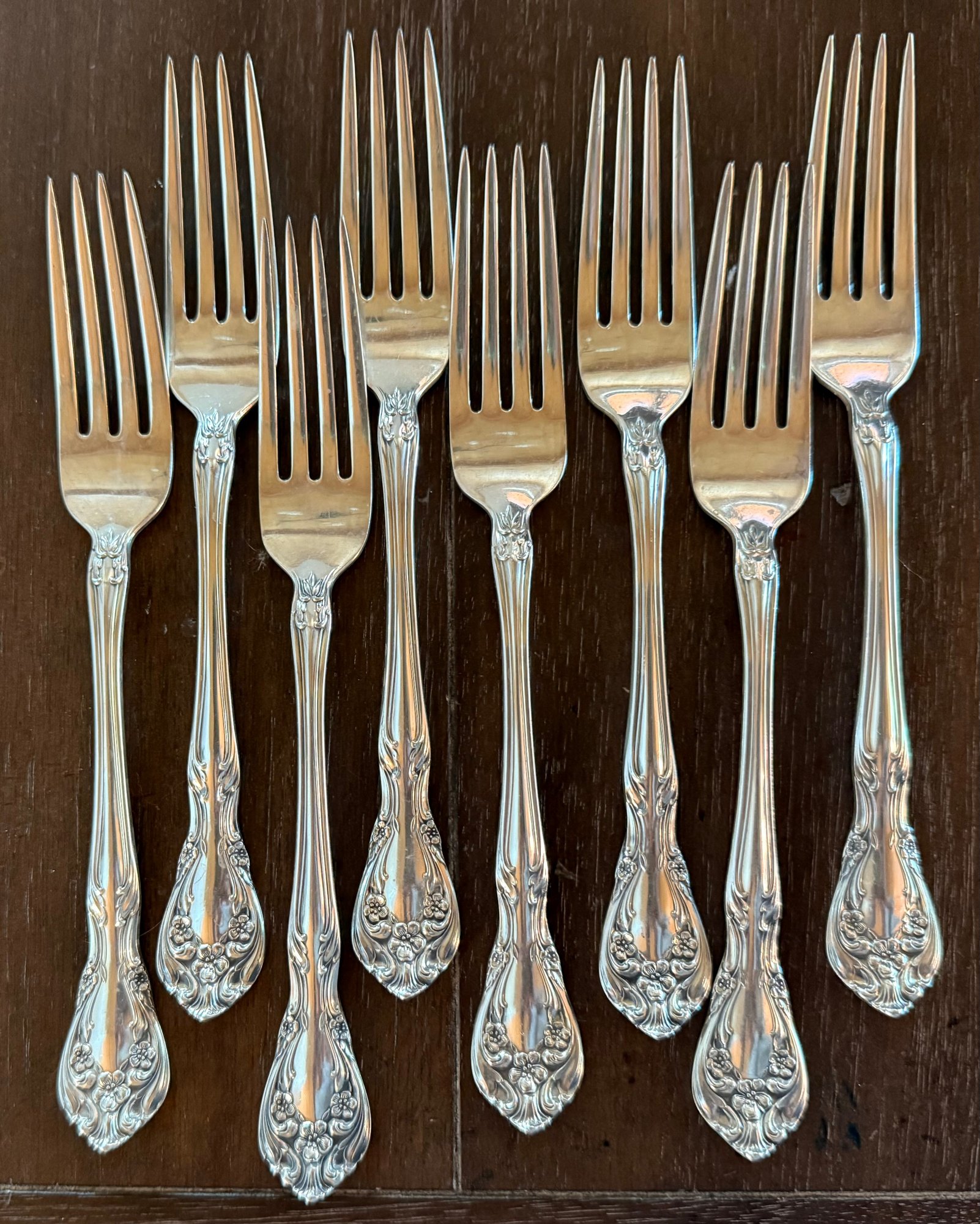 (8) Alvin 1940's Sterling Silver Chateau Rose 7.25" Dinner Forks - 370 ...