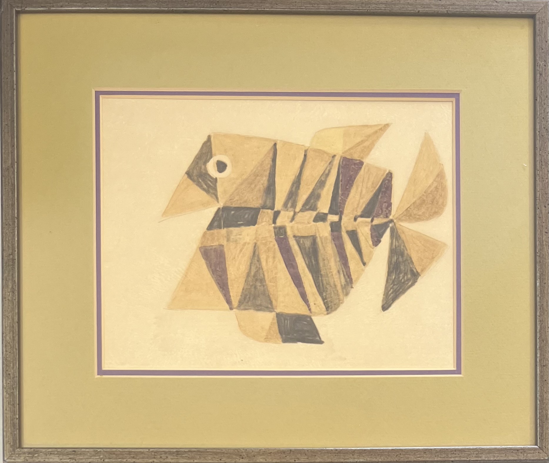 Original Joze Ciuha Abstract Fish Painting In Frame #40391 ...