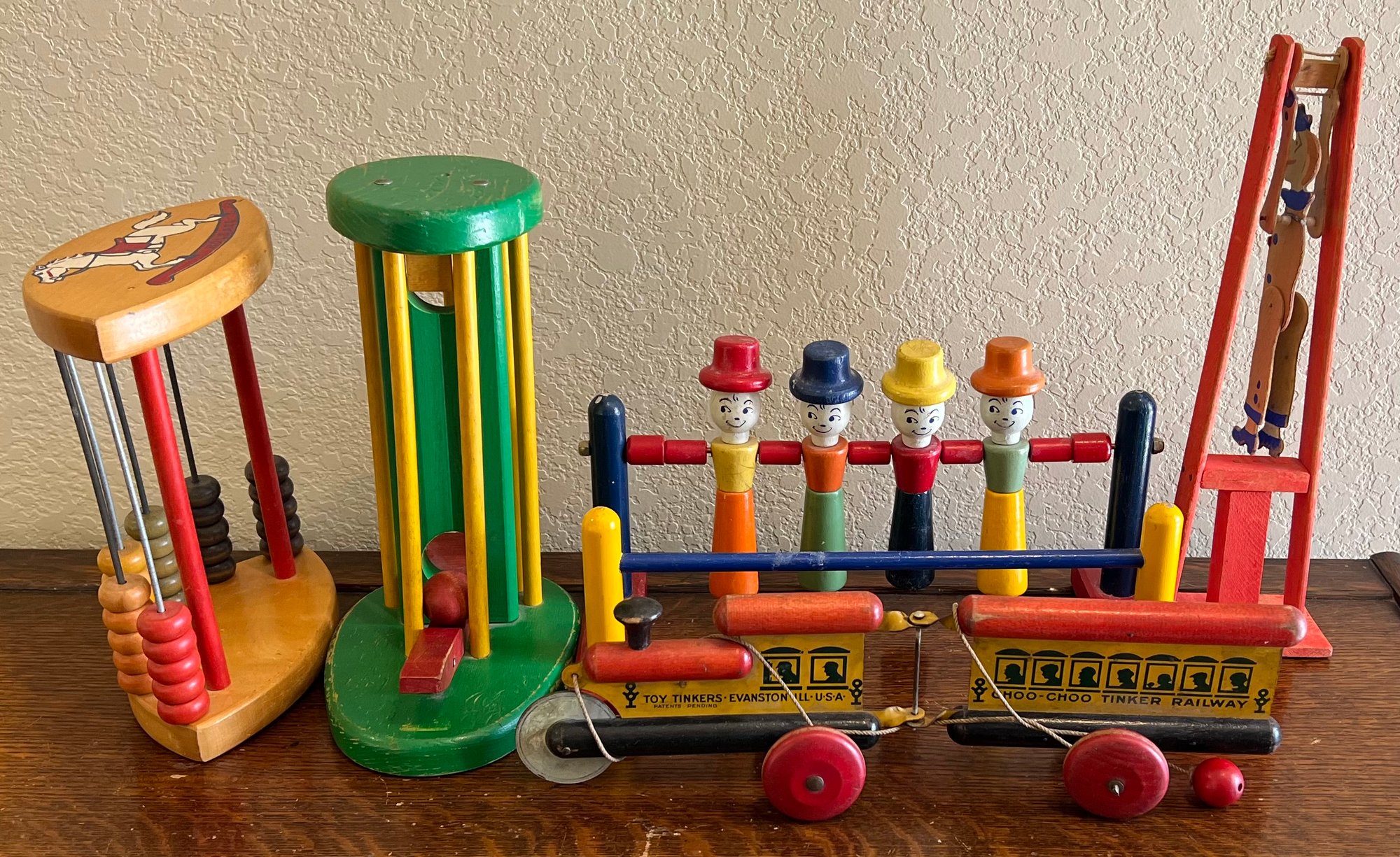 Vintage And Antique Wooden Toys - Gymnasts, Toy Tinkers Wood Train ...