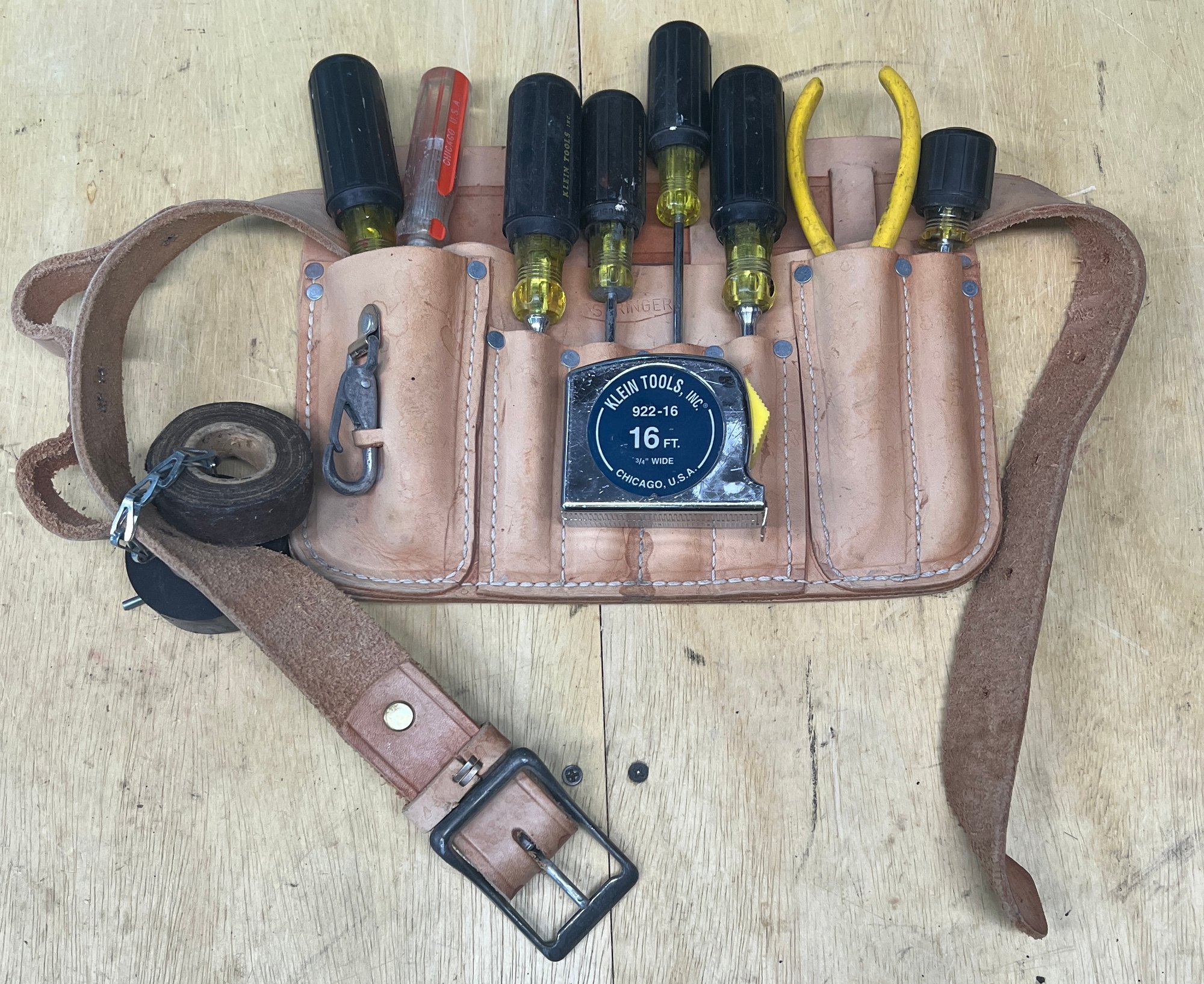Vintage Klein Tools Leather Stringer Electrician Leather Tool Belt With ...