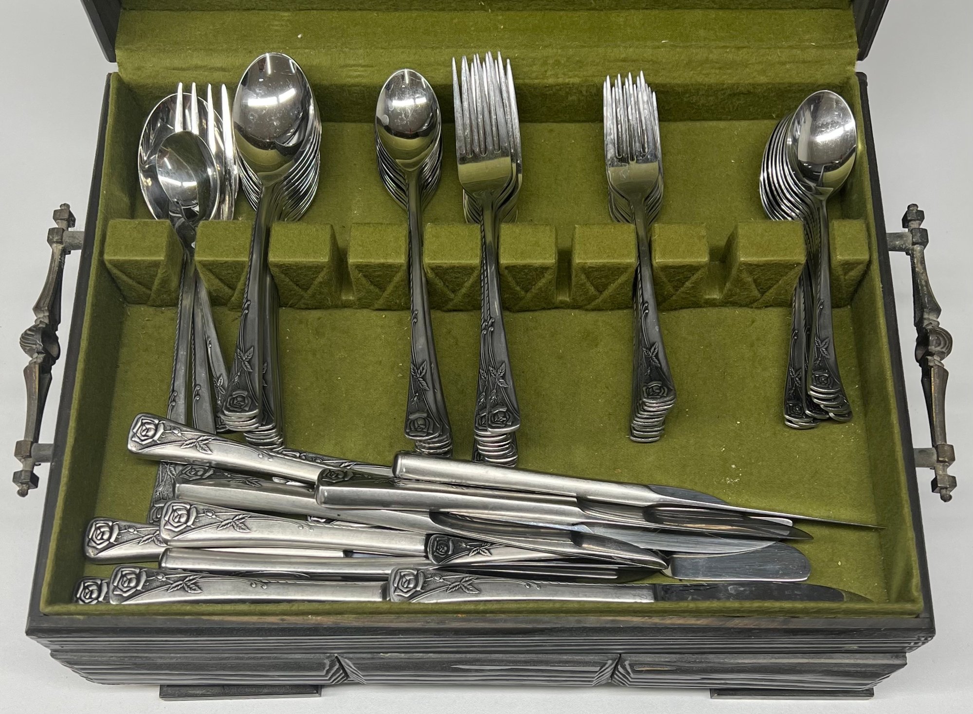 Vintage Noritake 76-piece Stainless Rosetta Pattern Silverware Set For ...