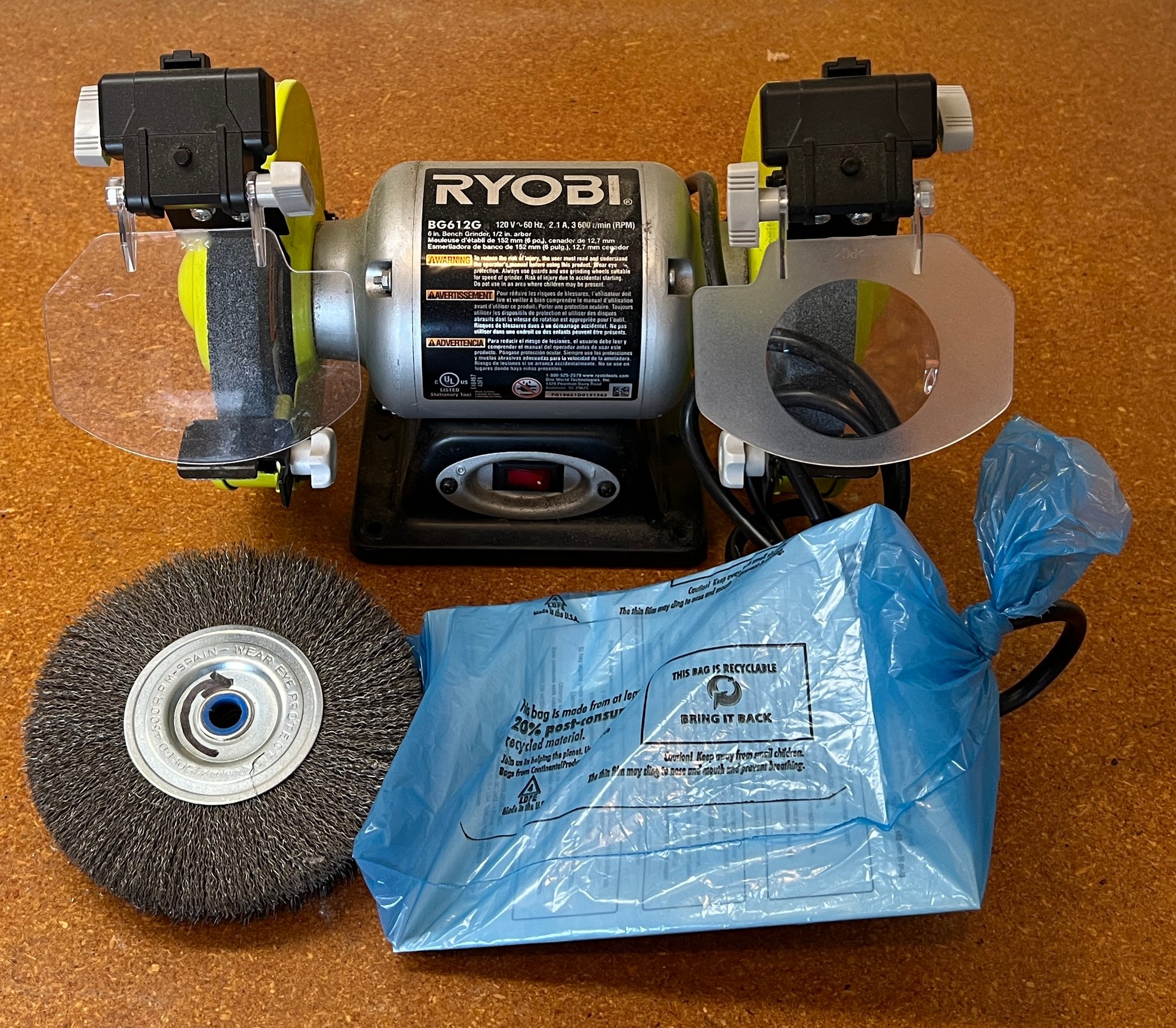 Ryobi 6" Corded Bench Grinder Model BG612G With Manual #44588 ...