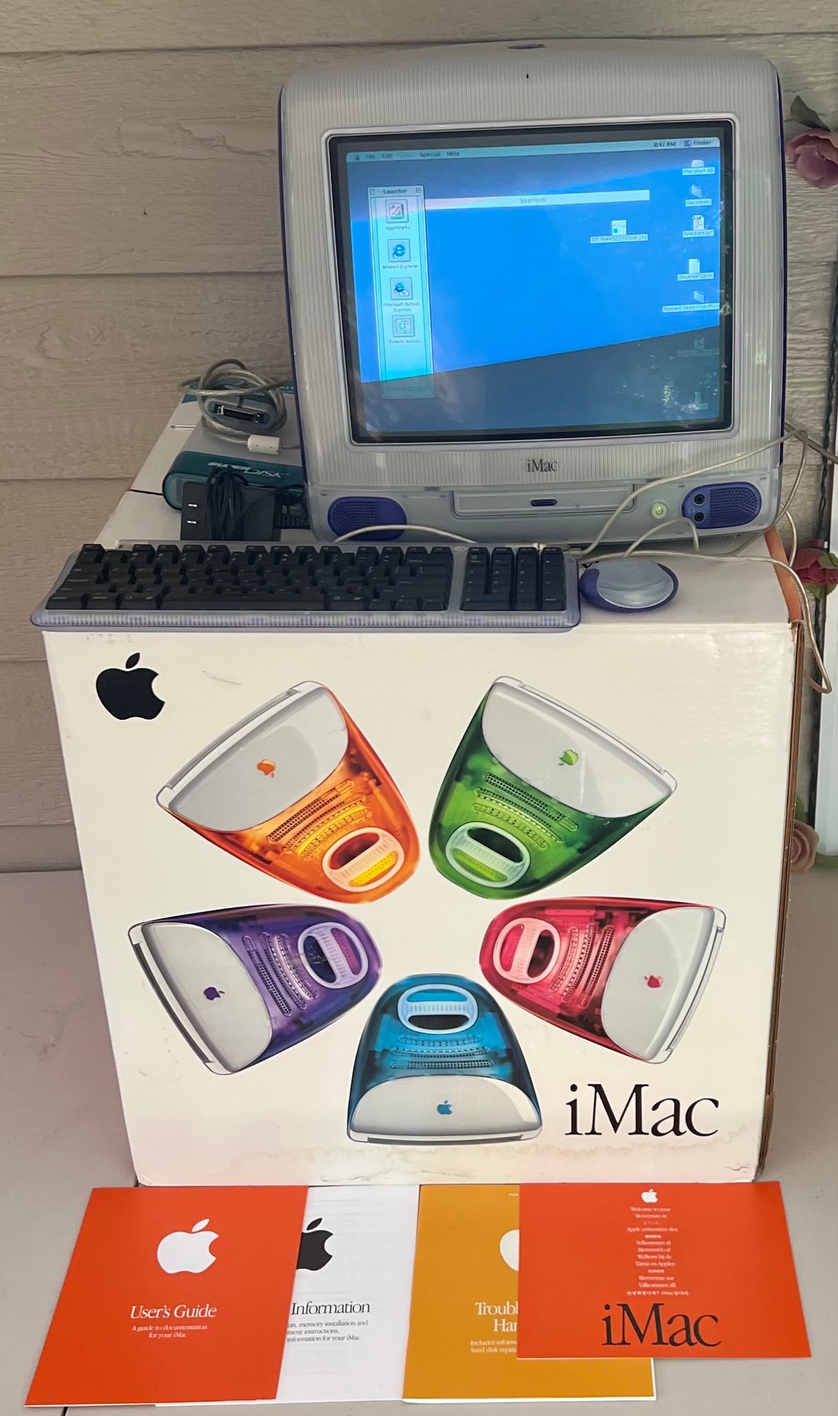 1999 IMac Grape With Original Box, Mouse, Keyboard, Paperwork, And ...