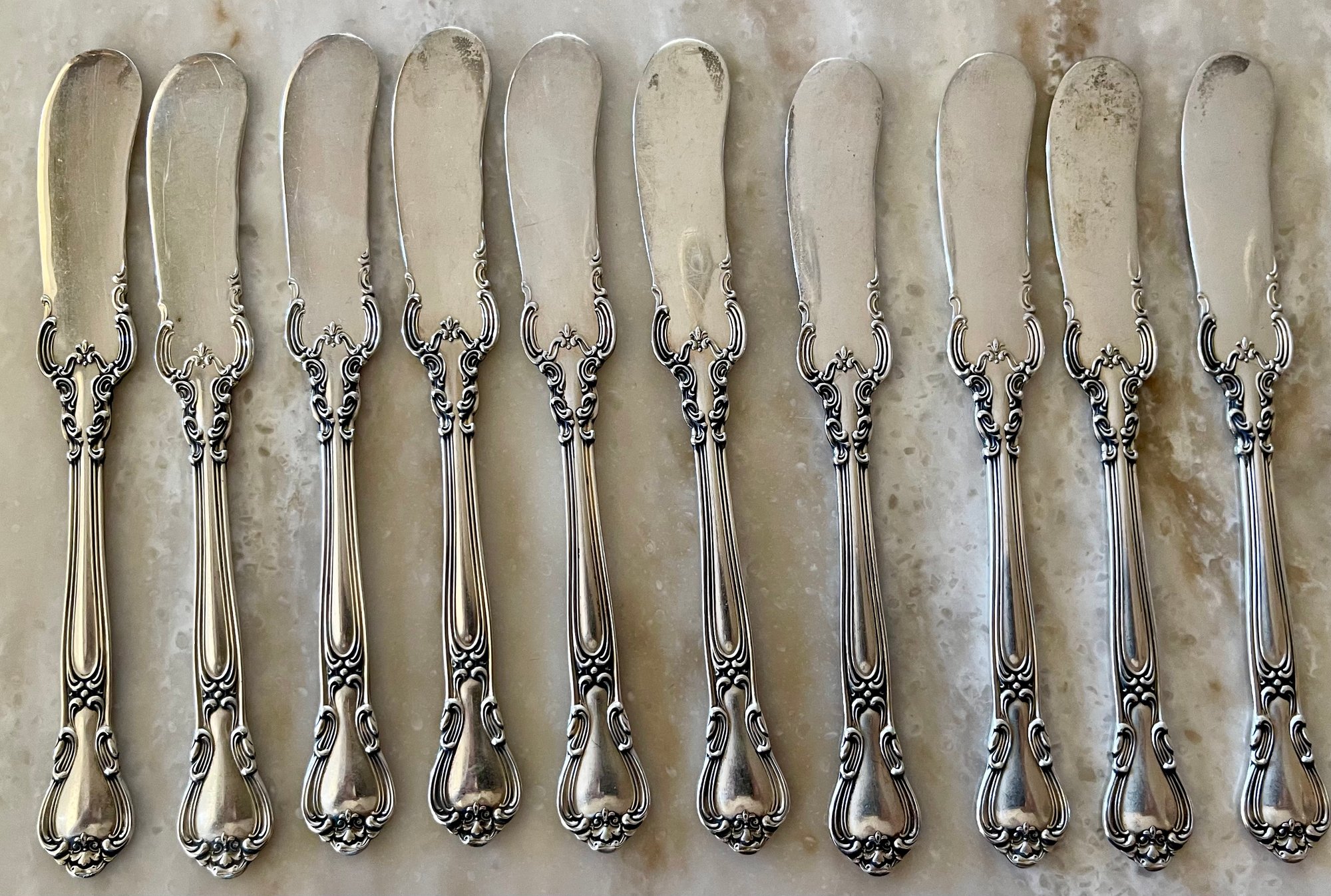 264 Grams Total - (10) Sterling Silver Gorham Chantilly Pattern ...
