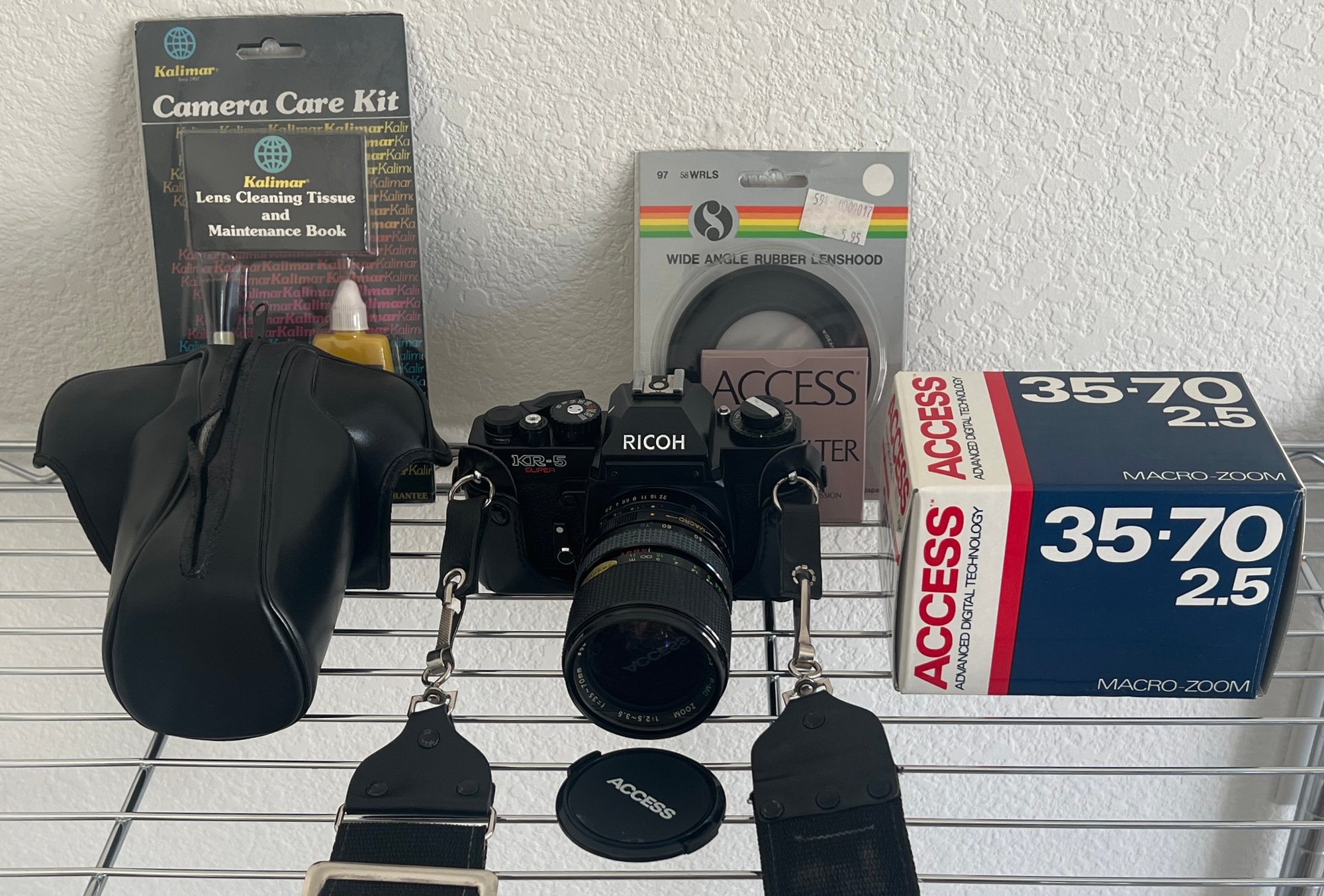 Ricoh KR-5 Super 35mm Camera With Access Lens, Case, And Assorted ...