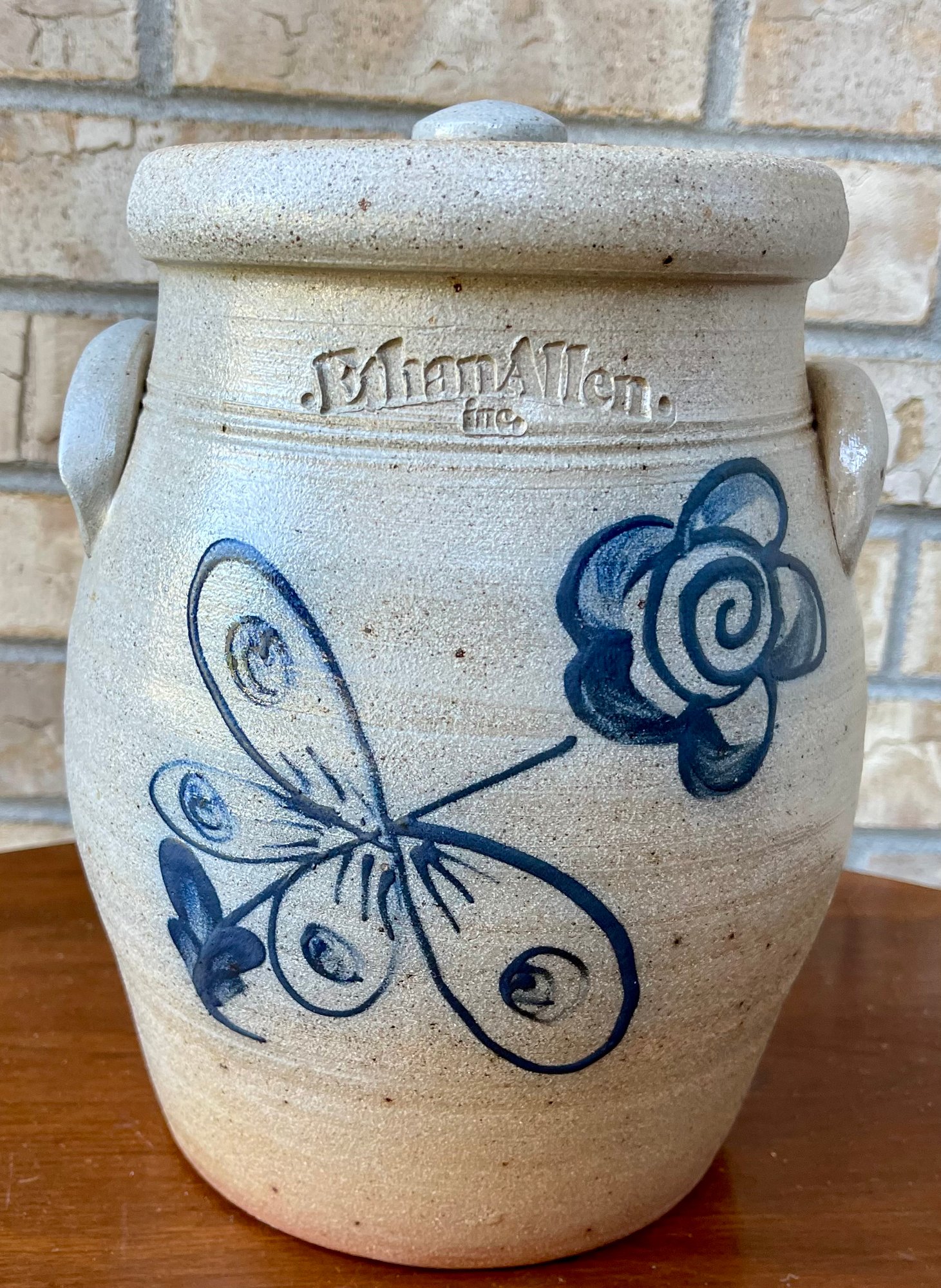Ethan Allen Rowe Pottery Works Kitchen Cannister Butterfly Floral ...