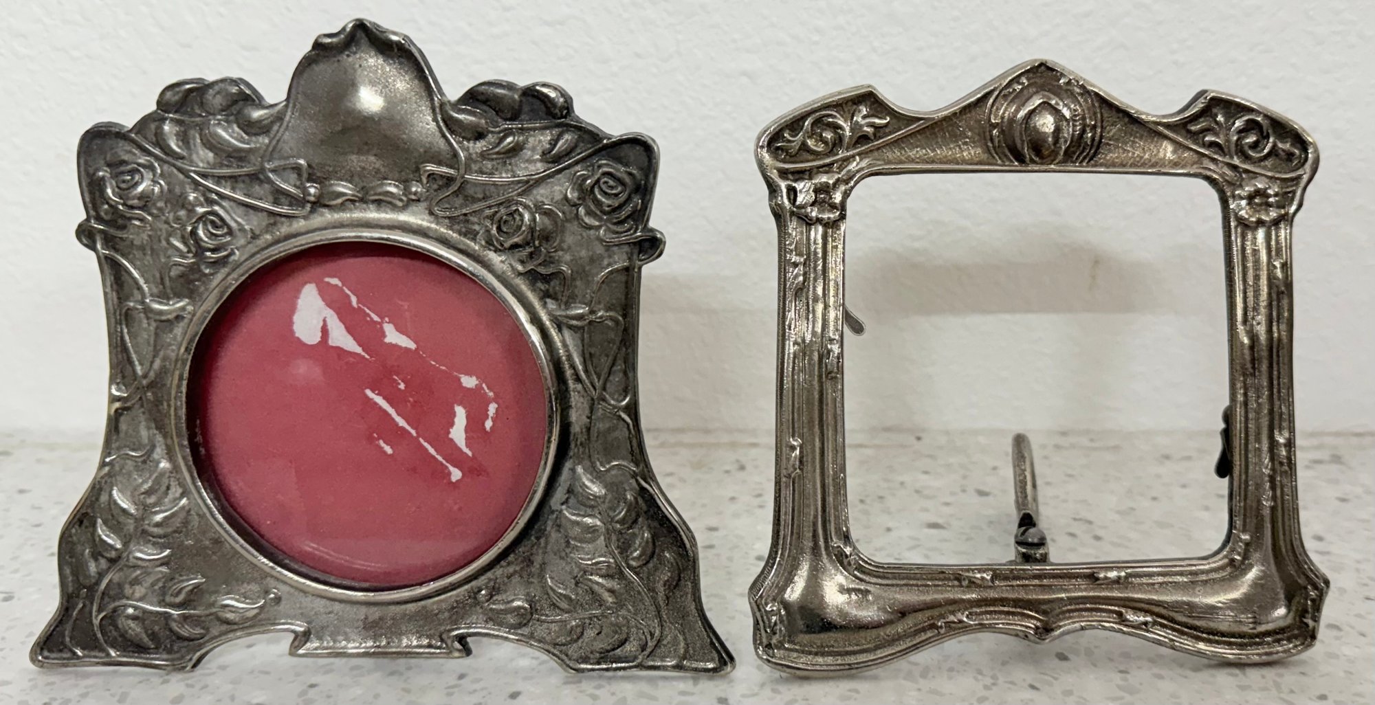Pair Of Art Nouveau Style Heavy Metal Silver Tone Picture Frames #50735 ...