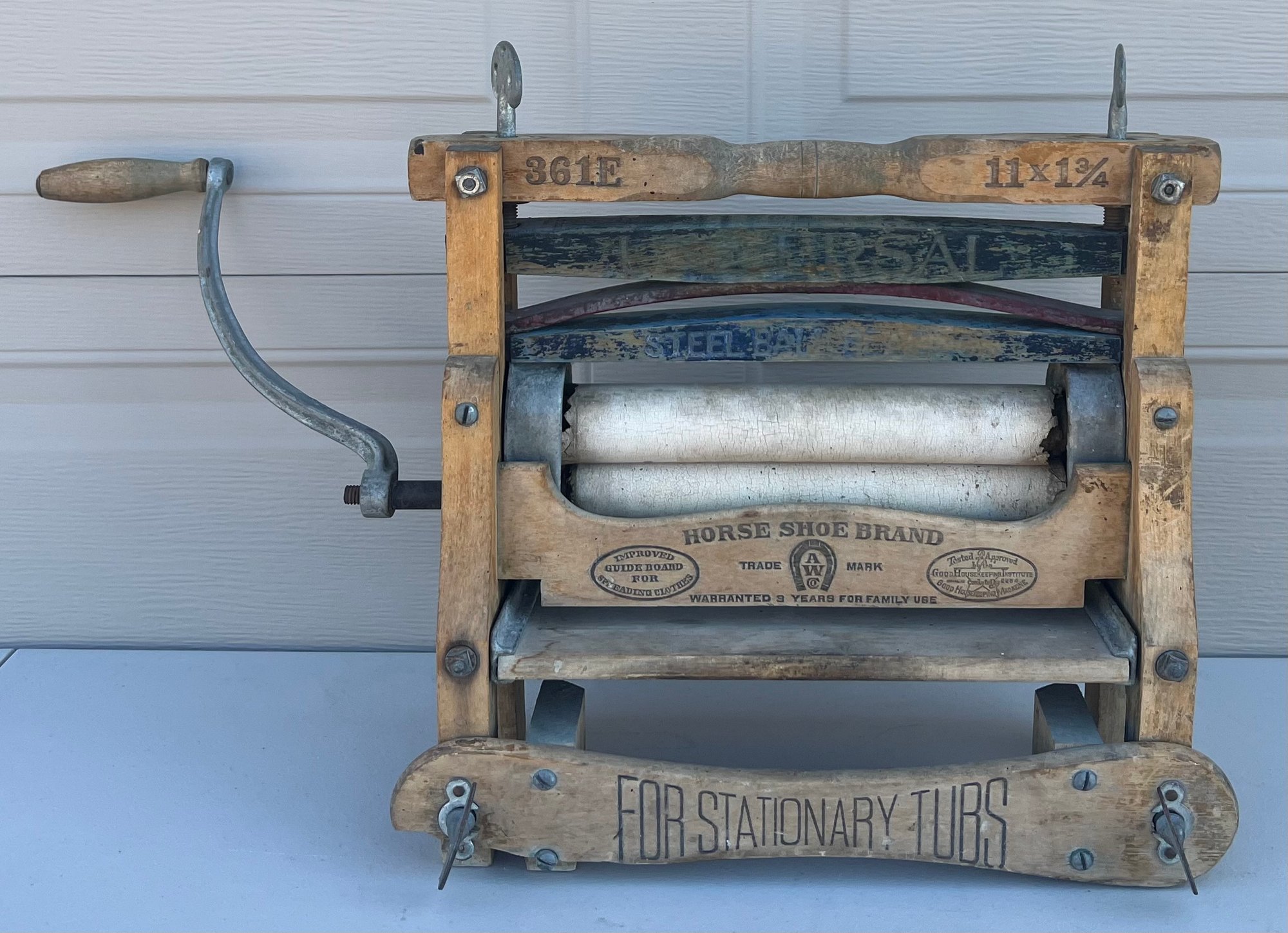 Antique Horseshoe Brand 361E Stationary Tub Hand Crank Clothes Ringer ...