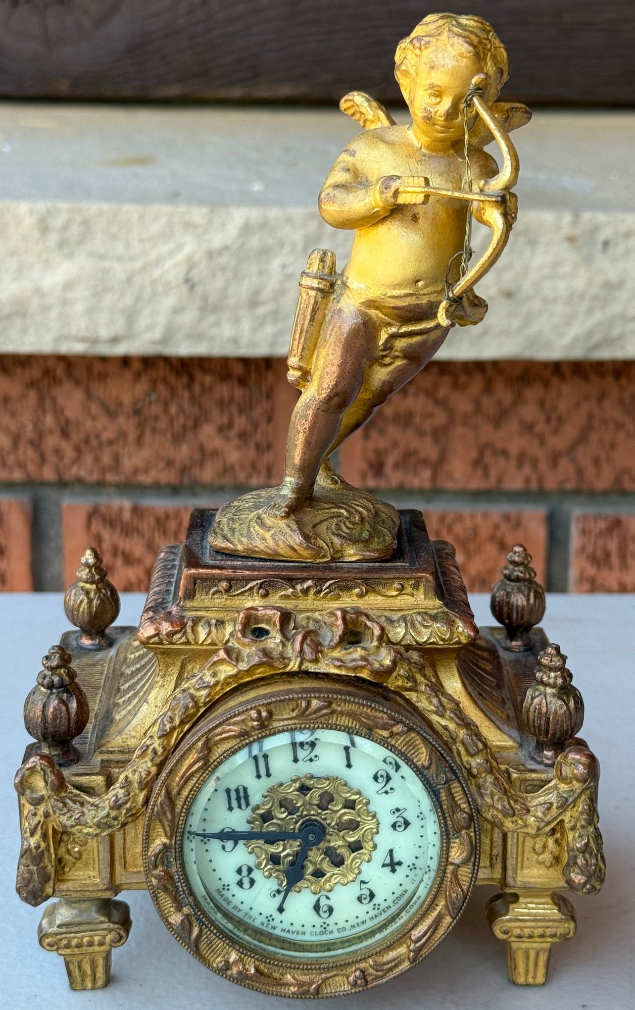 Antique New Haven Clock Company Cherub Mantle Clock (as Is) #49293 ...