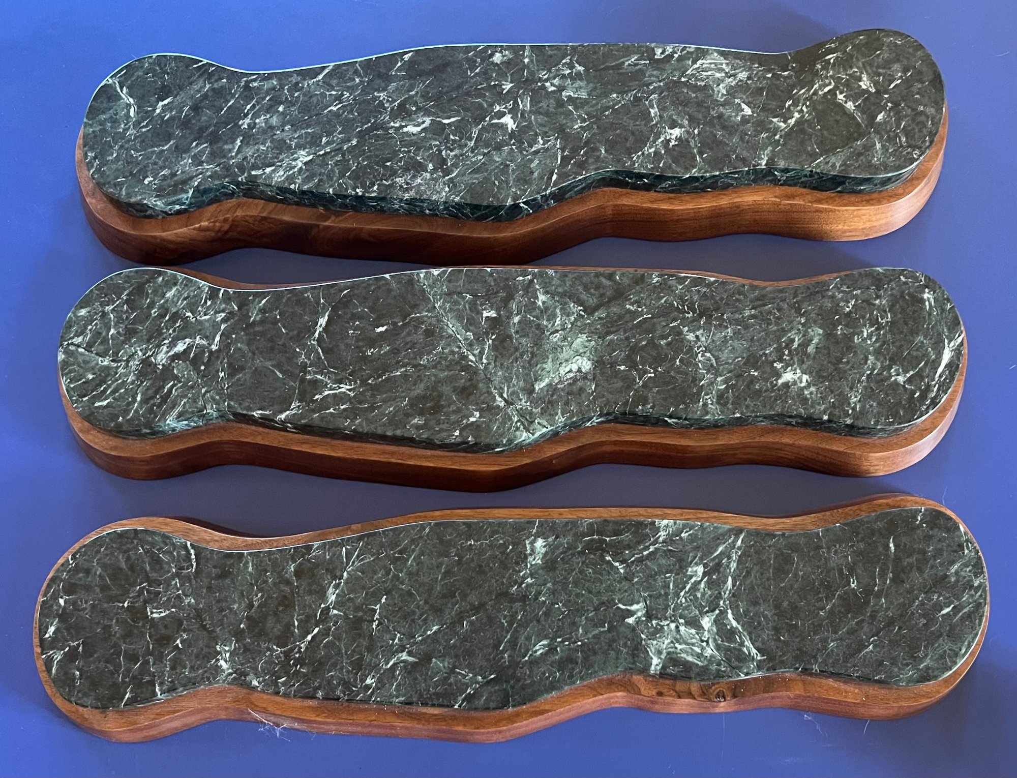 (3) 23" Wood And Green Marble Display Bases From Dawn Weimer #41572 ...