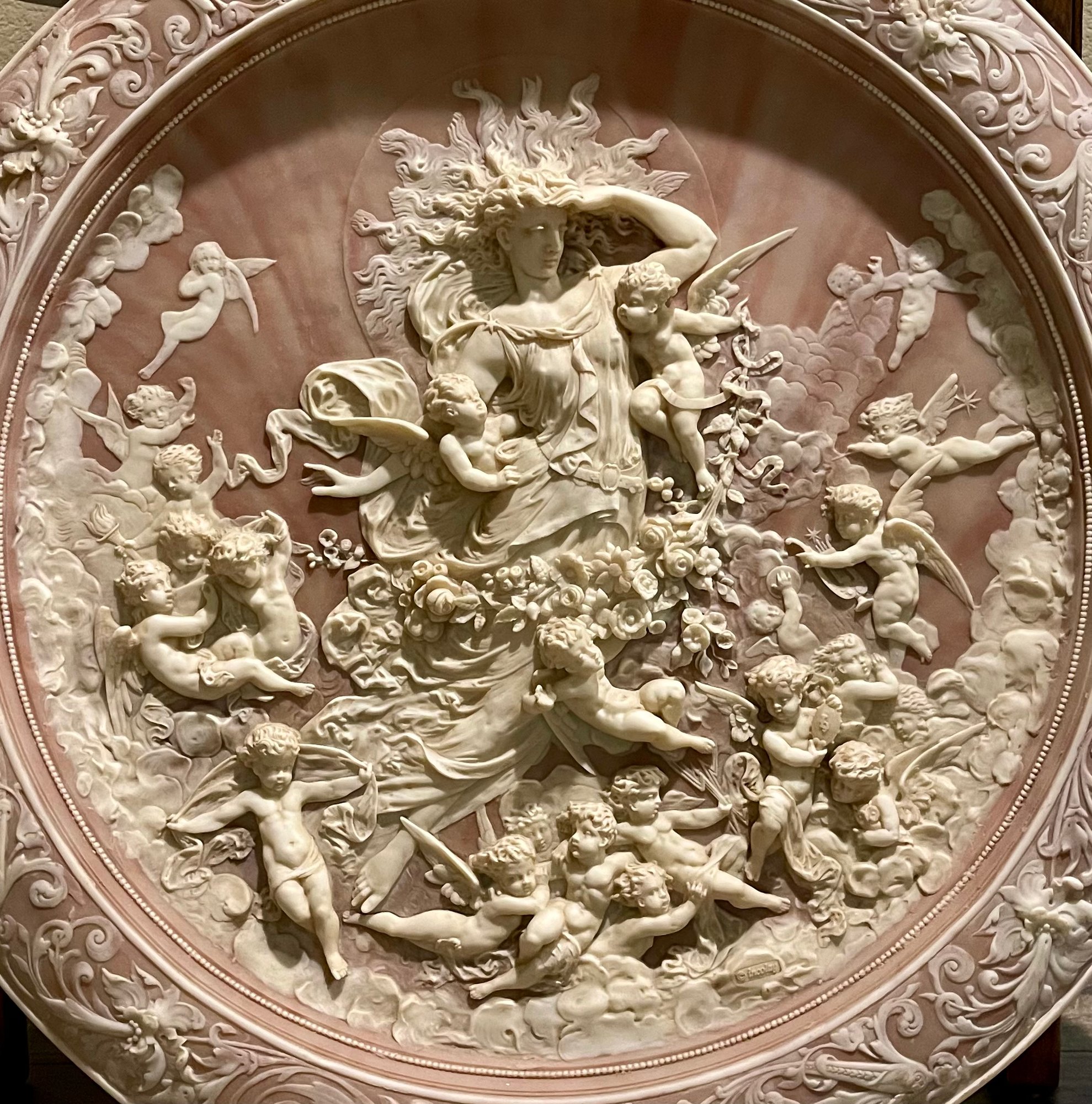Stunning Large Incolay Stone Cameo Round Wall Plaque #34450 ...