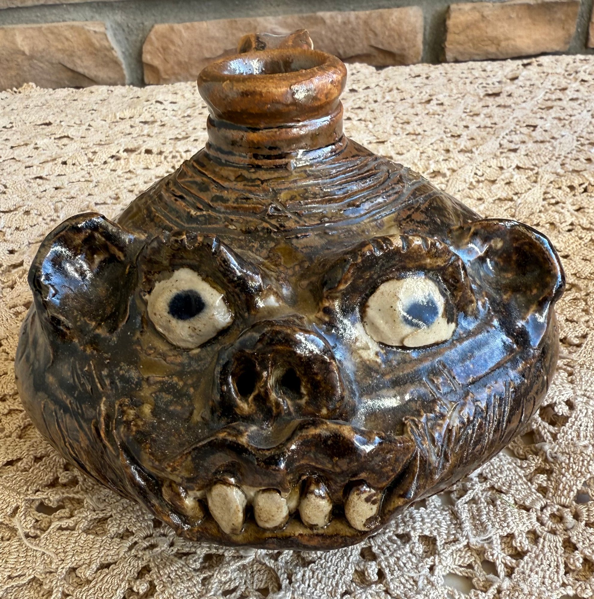 Marie Rogers Georgia Folk Pottery Buggy Face Pottery Jug #45453 ...