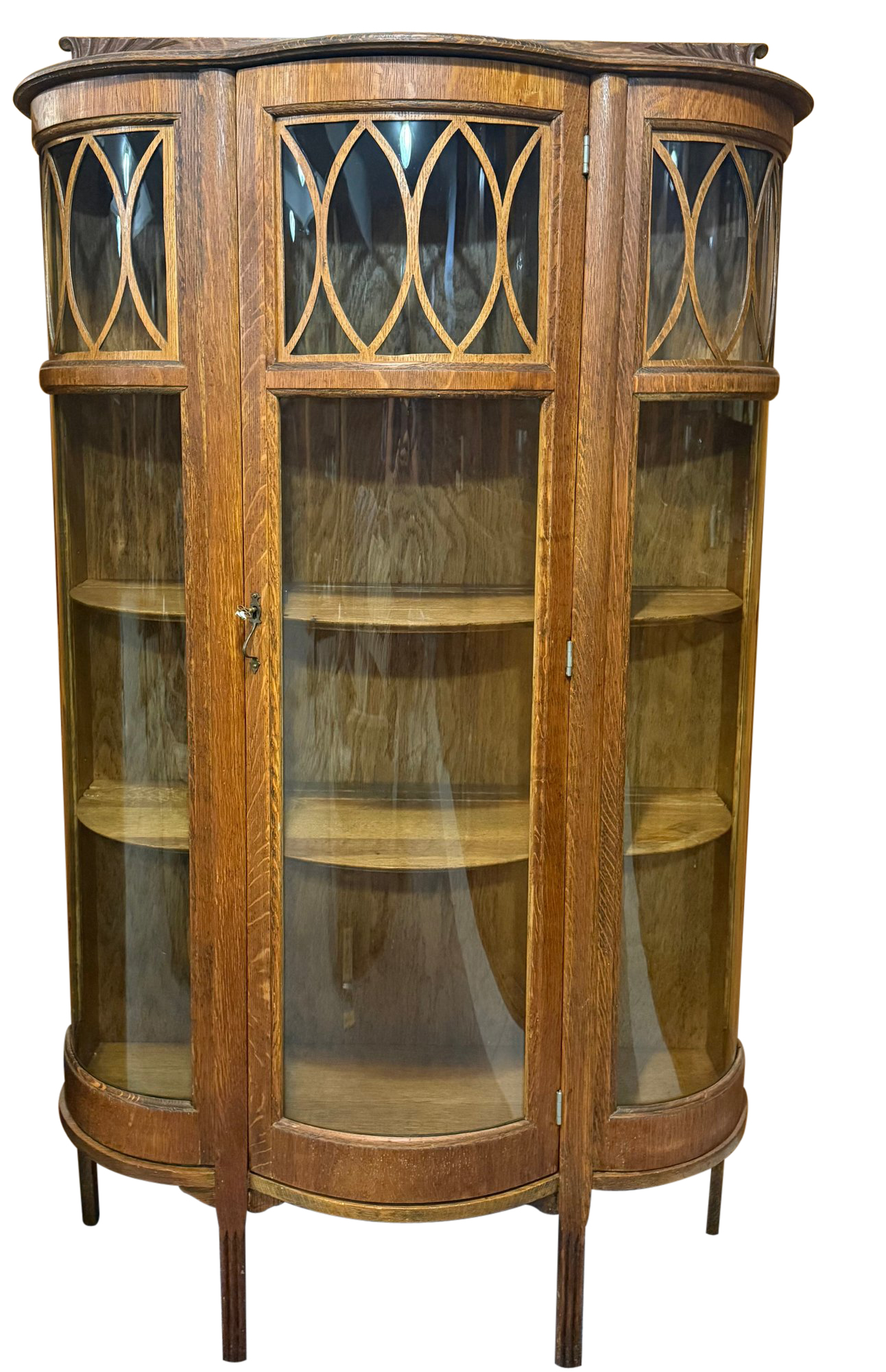 Beautiful Antique Glass Front Curio Cabinet Wood Trim #52765 ...