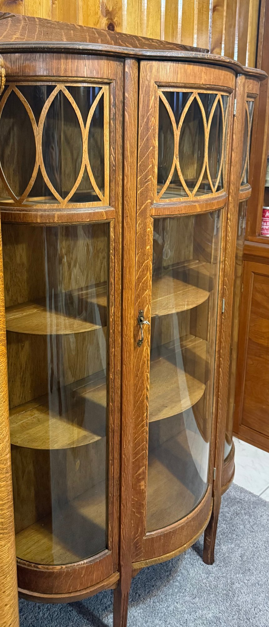 Beautiful Antique Glass Front Curio Cabinet Wood Trim #52765 ...