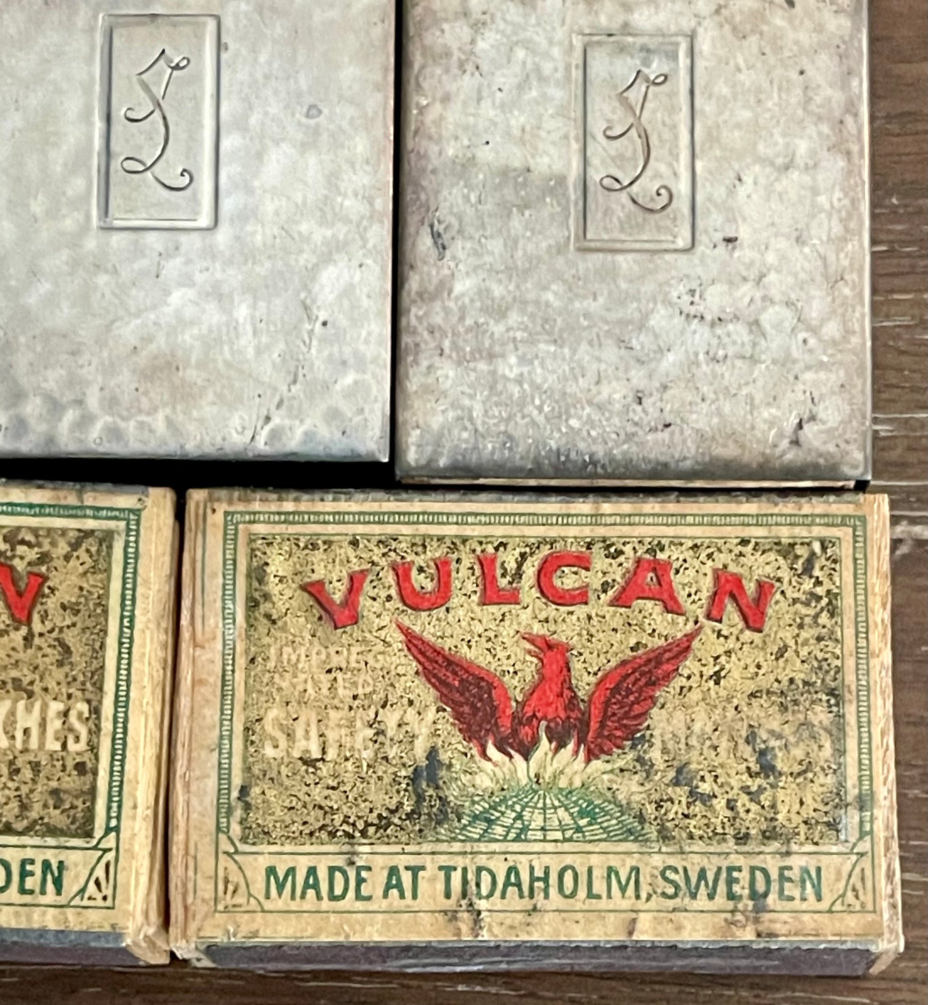(6) Sterling Silver Initialed Match Book Boxes And (6) Vulcan Made In ...