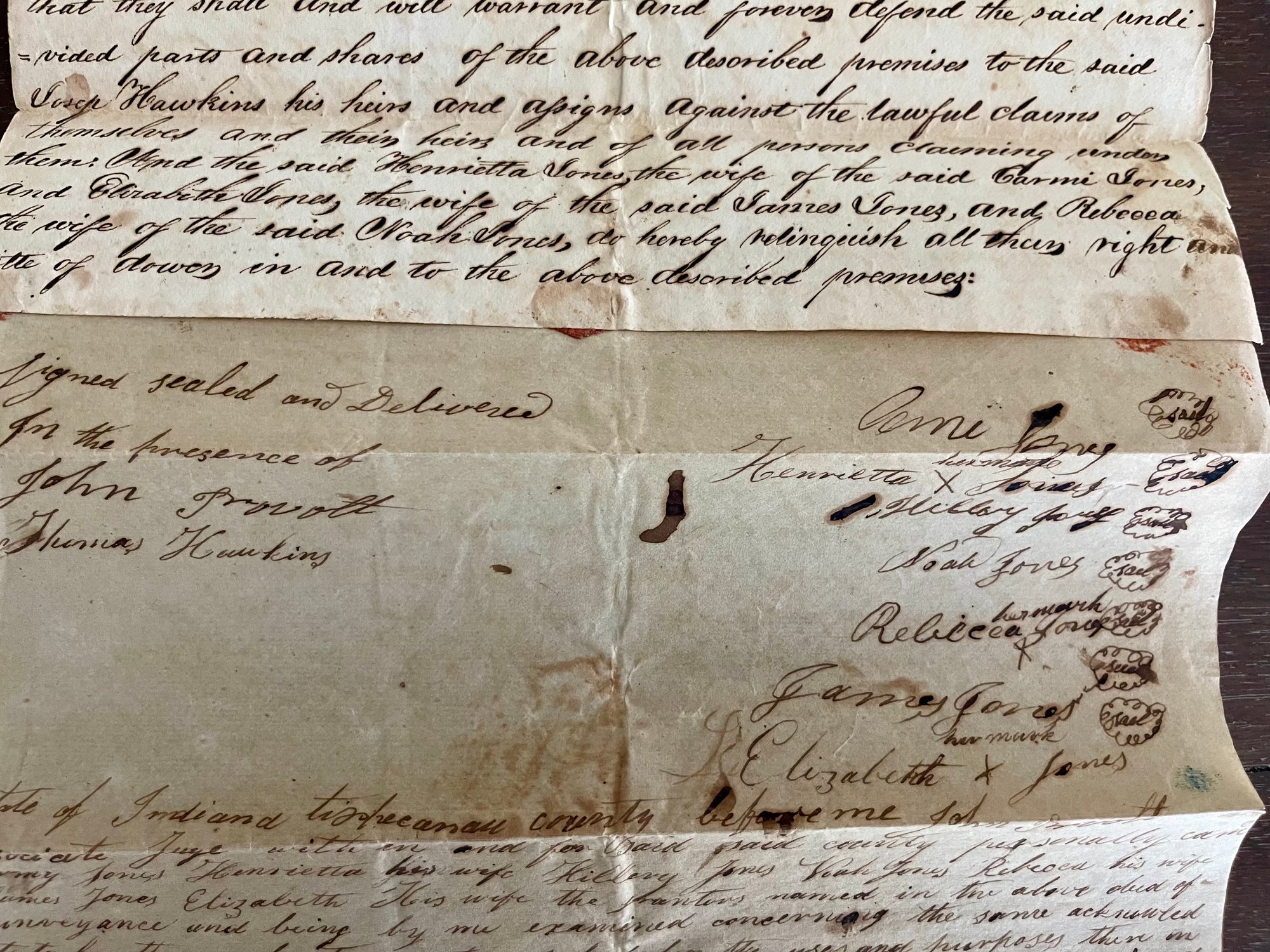 1834 Historical Indenture Document Hand Written Pen & Ink Land Document ...