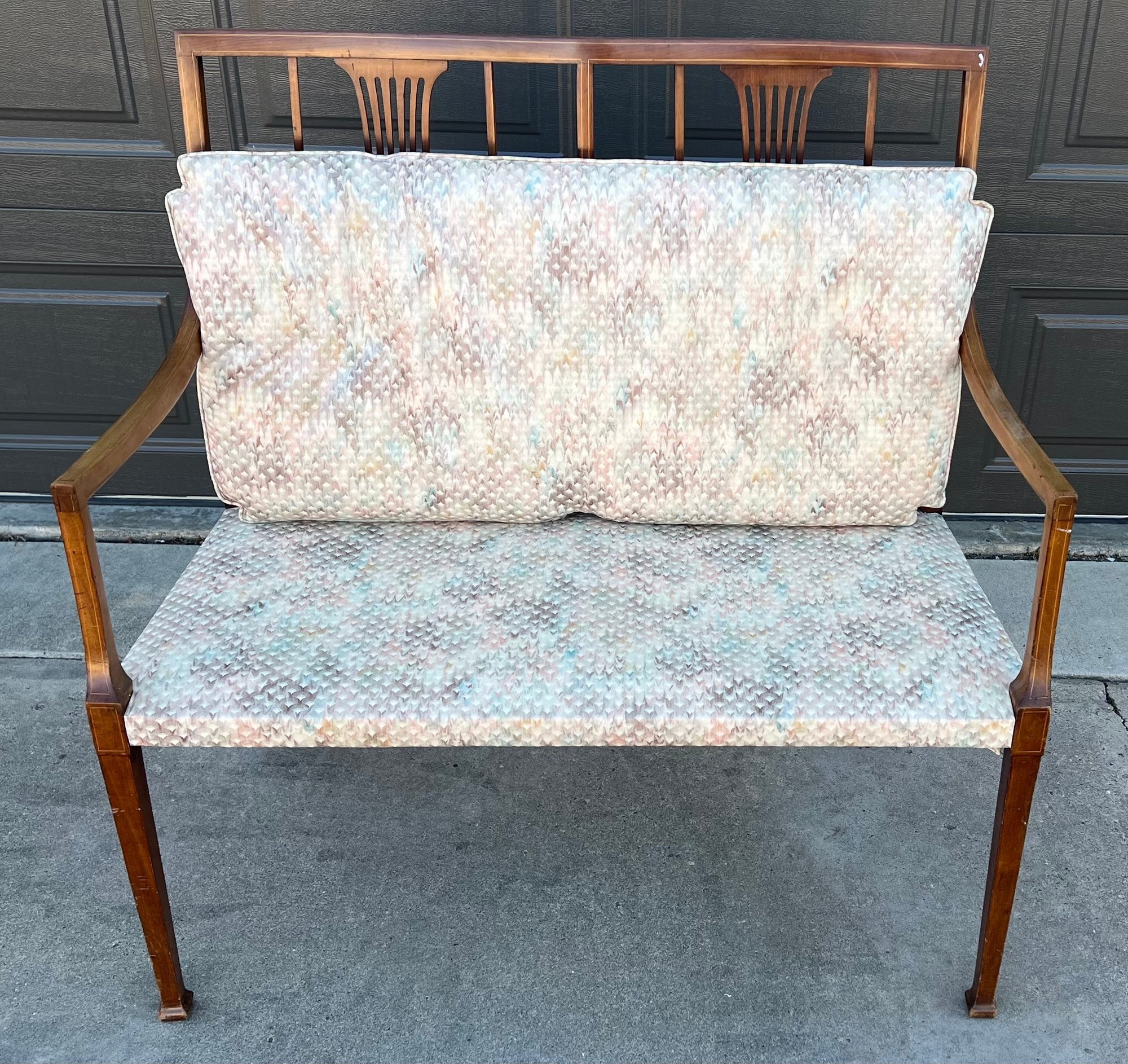 Vintage Edwardian Style 39" Upholstered Bench With Matching Cushion ...