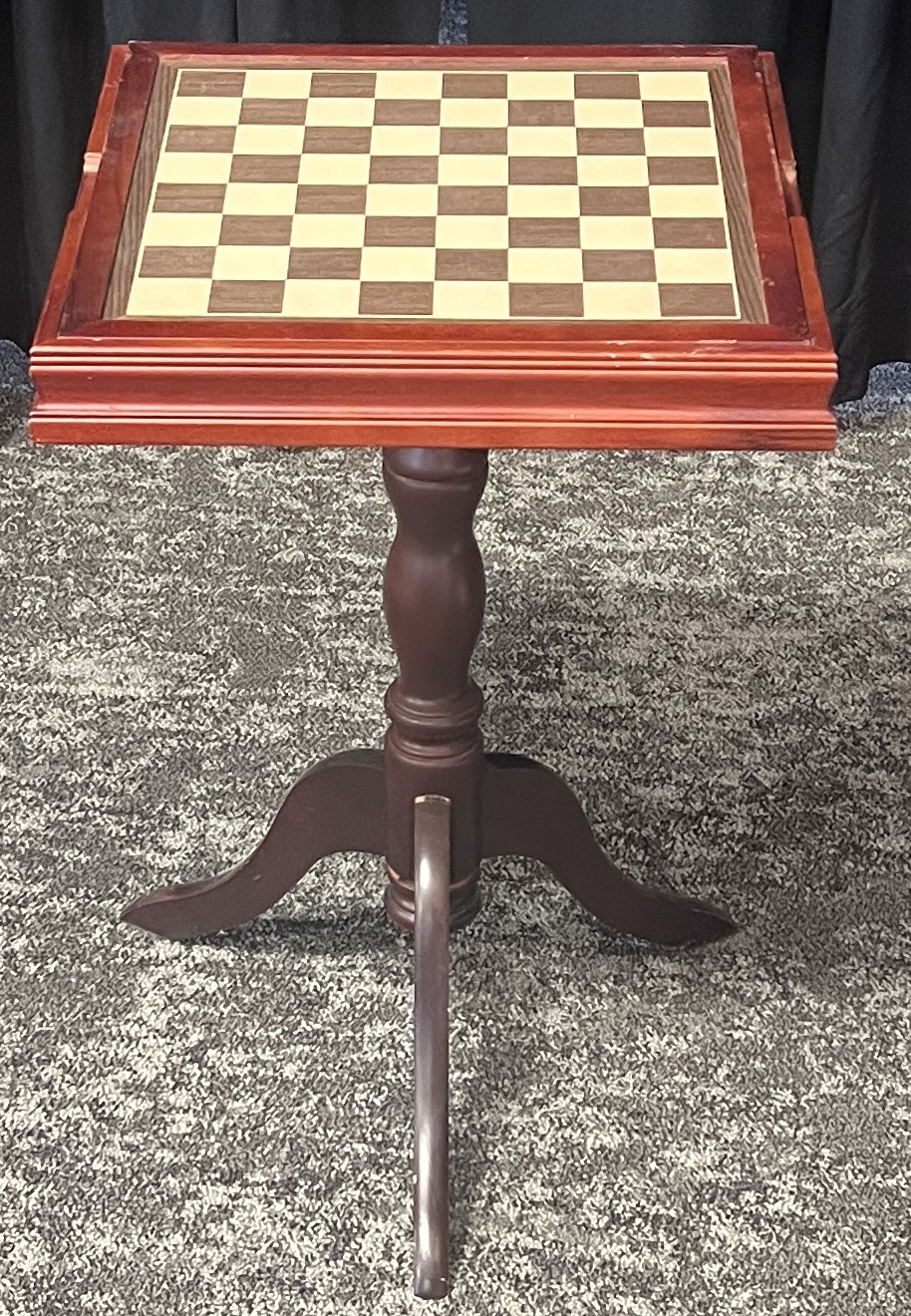 Small Wood And Veneer 27.5" Chest And Checker Table With Inner Storage ...