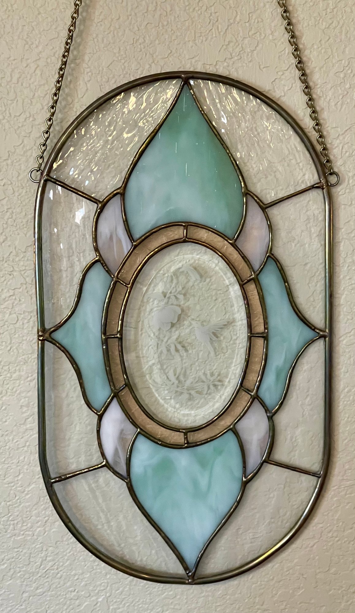 Gorgeous Stained Glass Window Art With Metal Chain #34976 ...