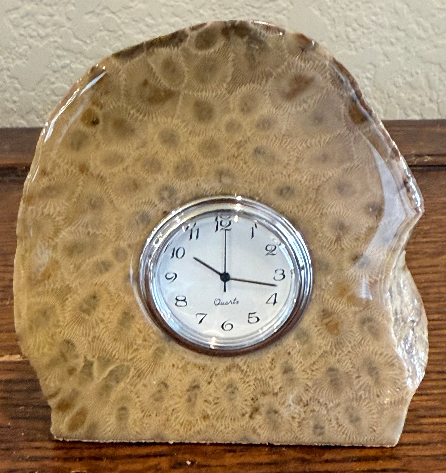 Petoskey Stone Quartz Clock Made In Michigan #45886 | Auctionninja.com