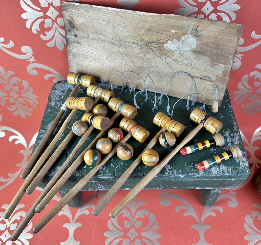 Antique Or Vintage Table Top Croquet Game Set With Original Box #6490 ...