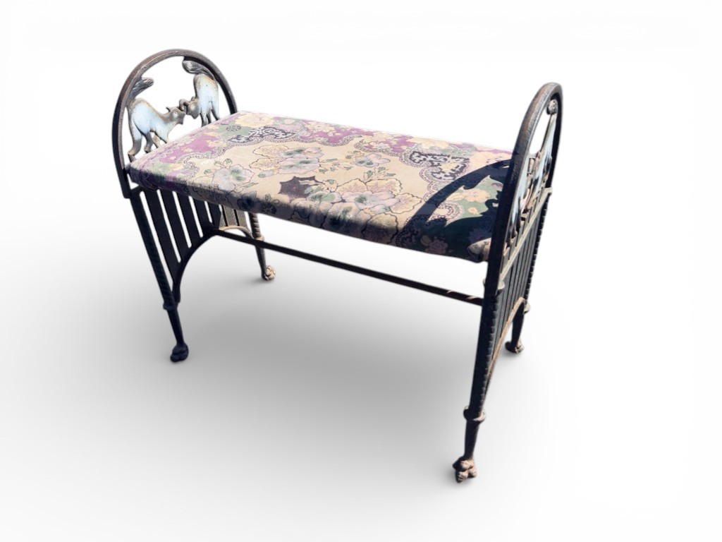 Antique Cast Iron Cats On A Fence Bench #11323 | Auctionninja.com