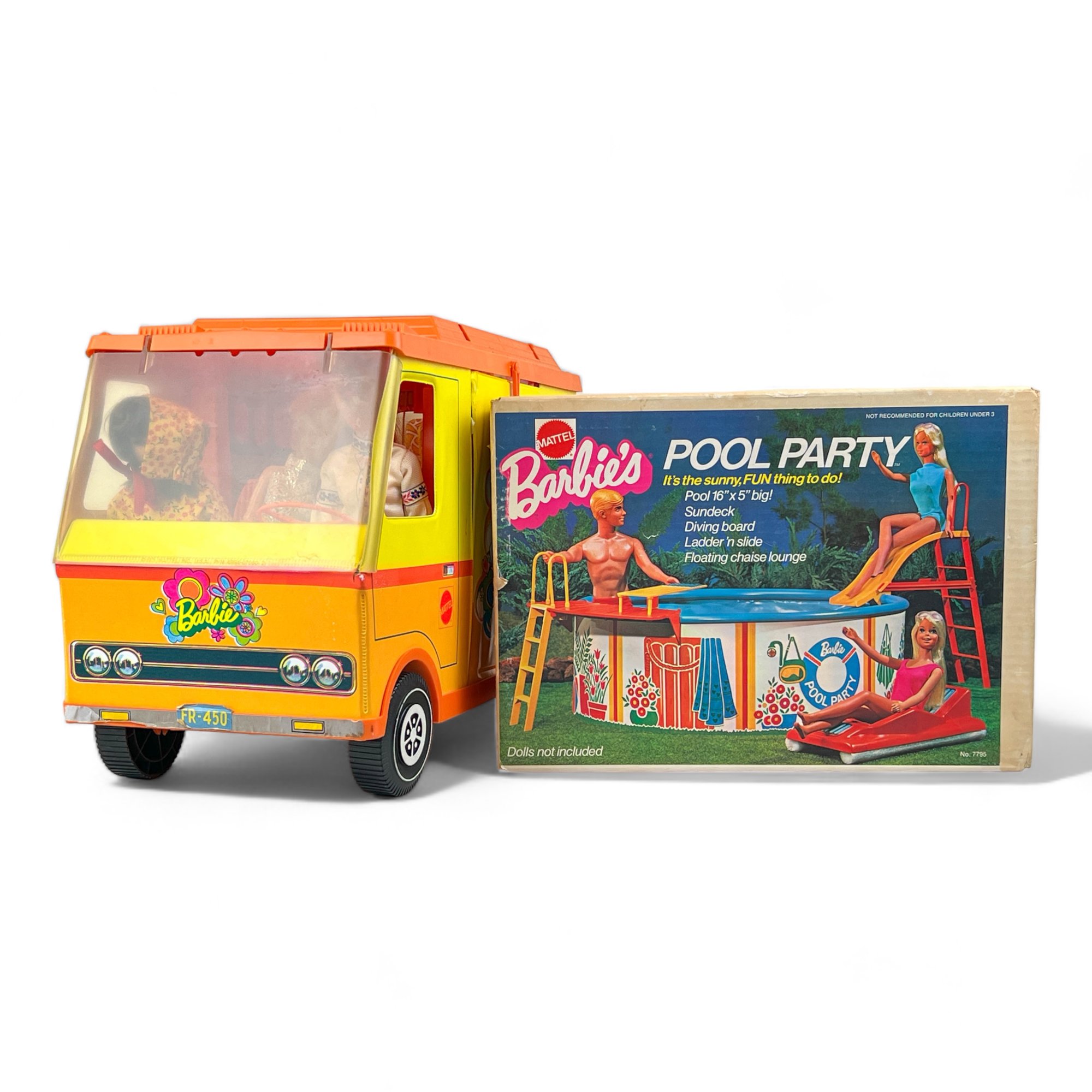 Vintage Barbie - Van, Pool Party And Barbie Dolls With Clothing And ...