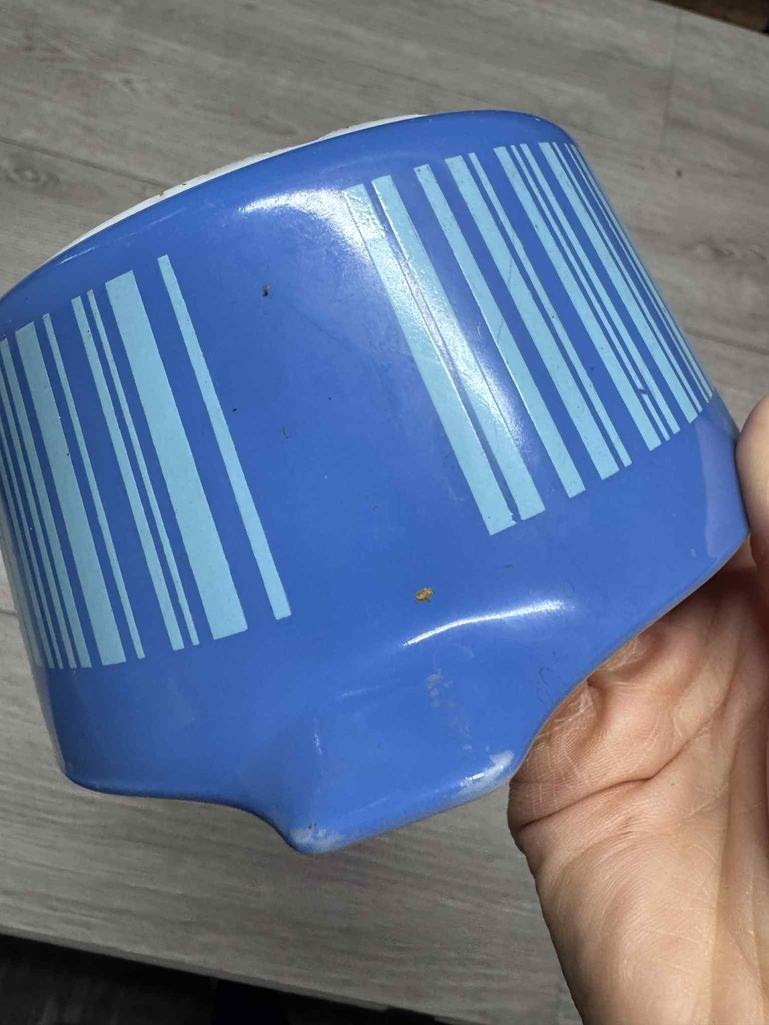 Vintage Pyrex Blue Stripe Barcode 473 1Qt Cinderella Casserole No Lid ...
