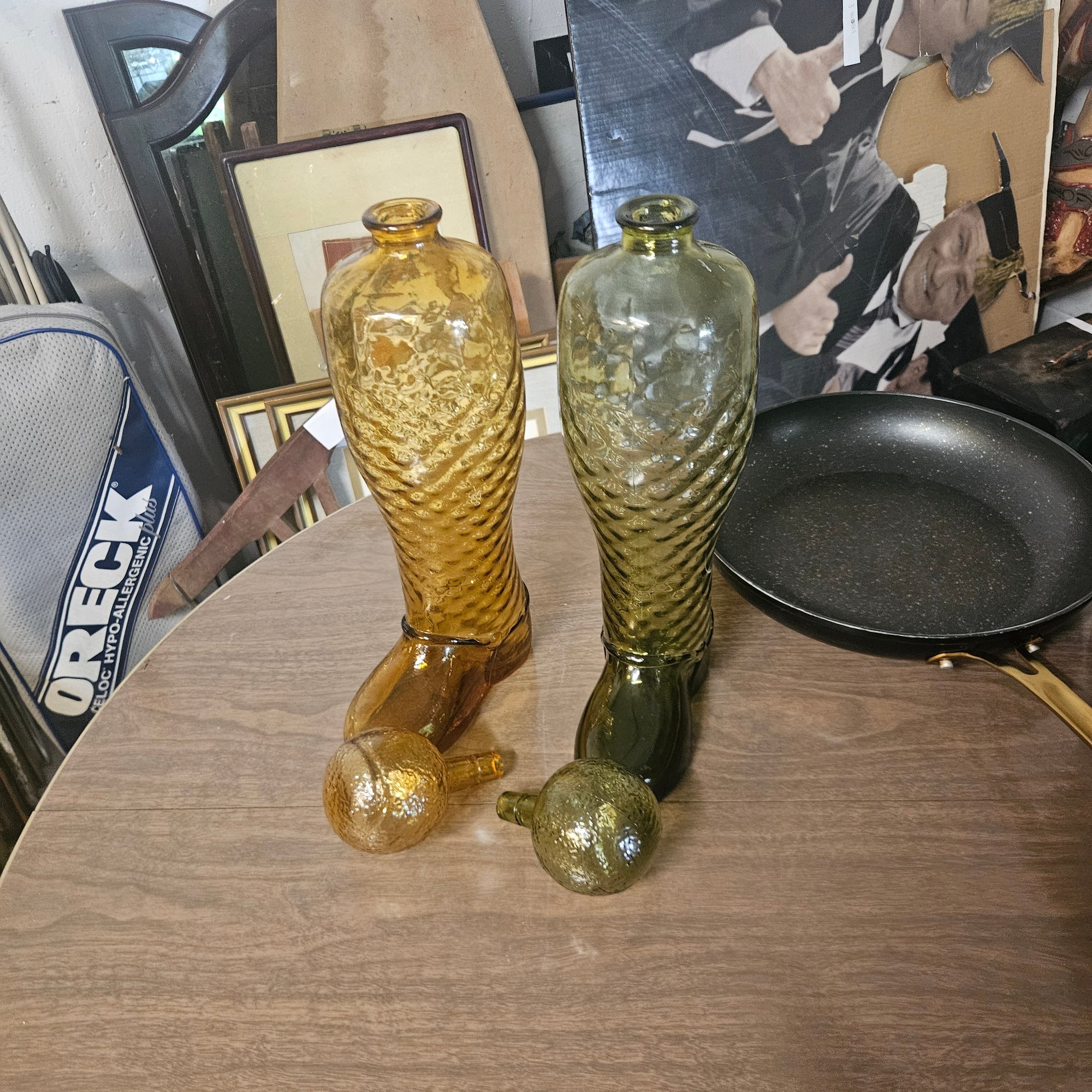 Pair Of Colorful Tall Glass Boots Vibrant Decorative Glassware #5987 ...