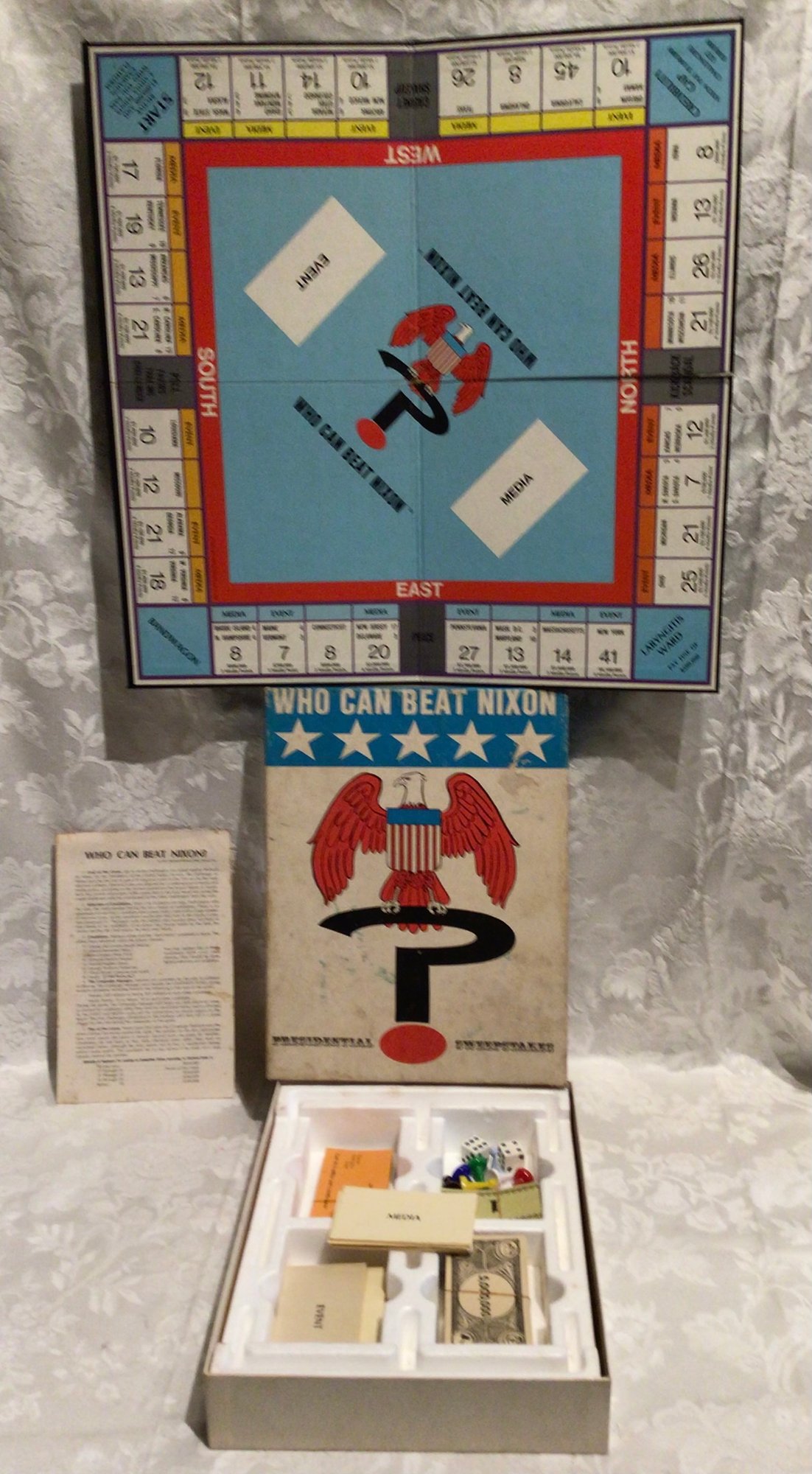Vintage 1970 Board Game - Who Can Beat Nixon #9200 | Auctionninja.com