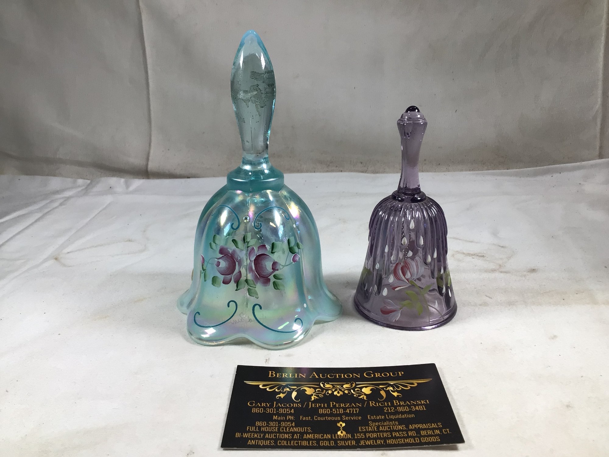 Two Fenton Glass Bells, Hand Painted In U.S.A., Both Signed - George ...