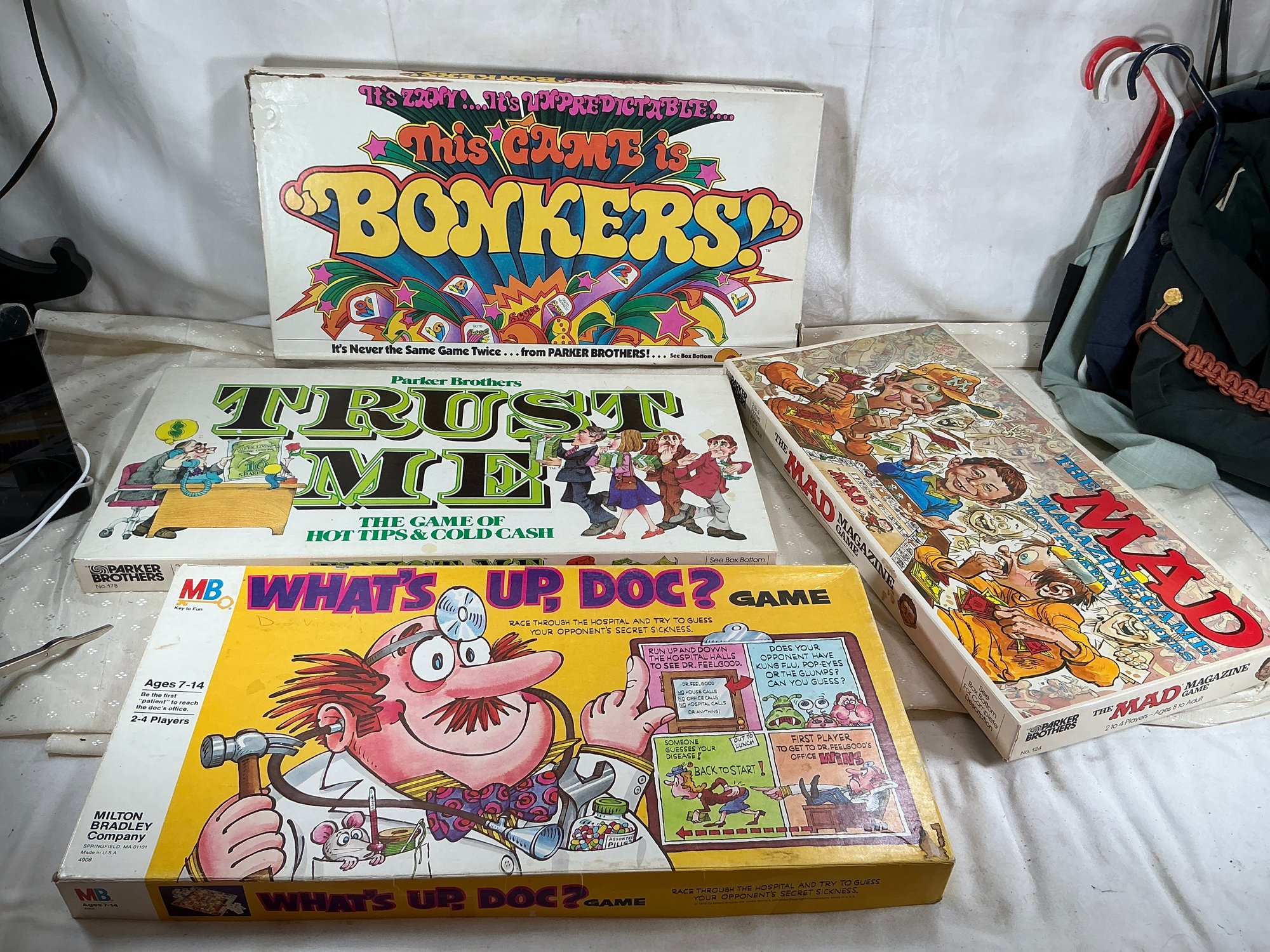 4 Vintage Board Games - MAD, Bonkers, Trust Me (with Bonus Monopoly ...