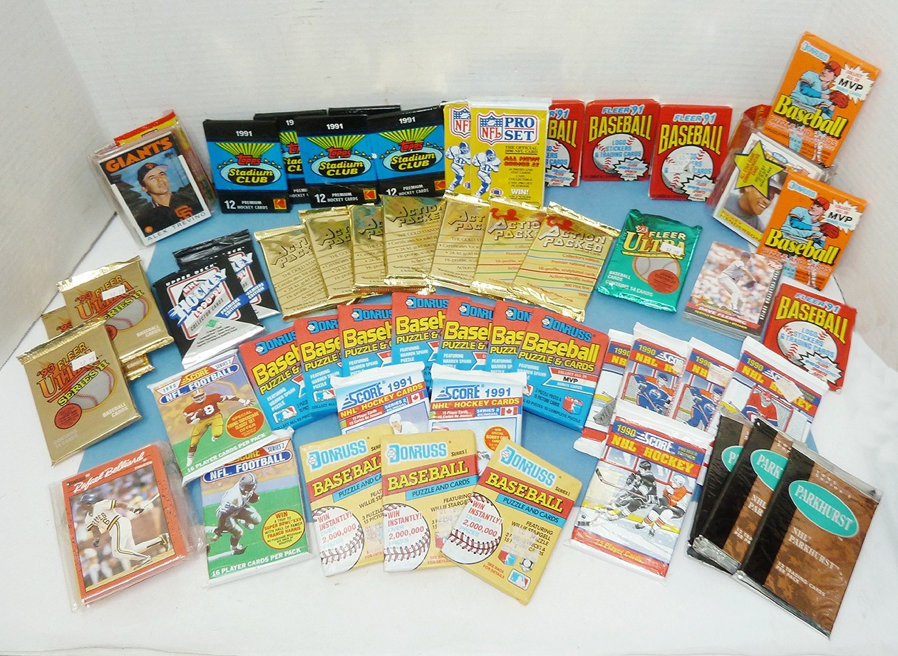 (53) SEALED Trading Card Packages, Baseball, Hockey, Football, SEE LIST ...