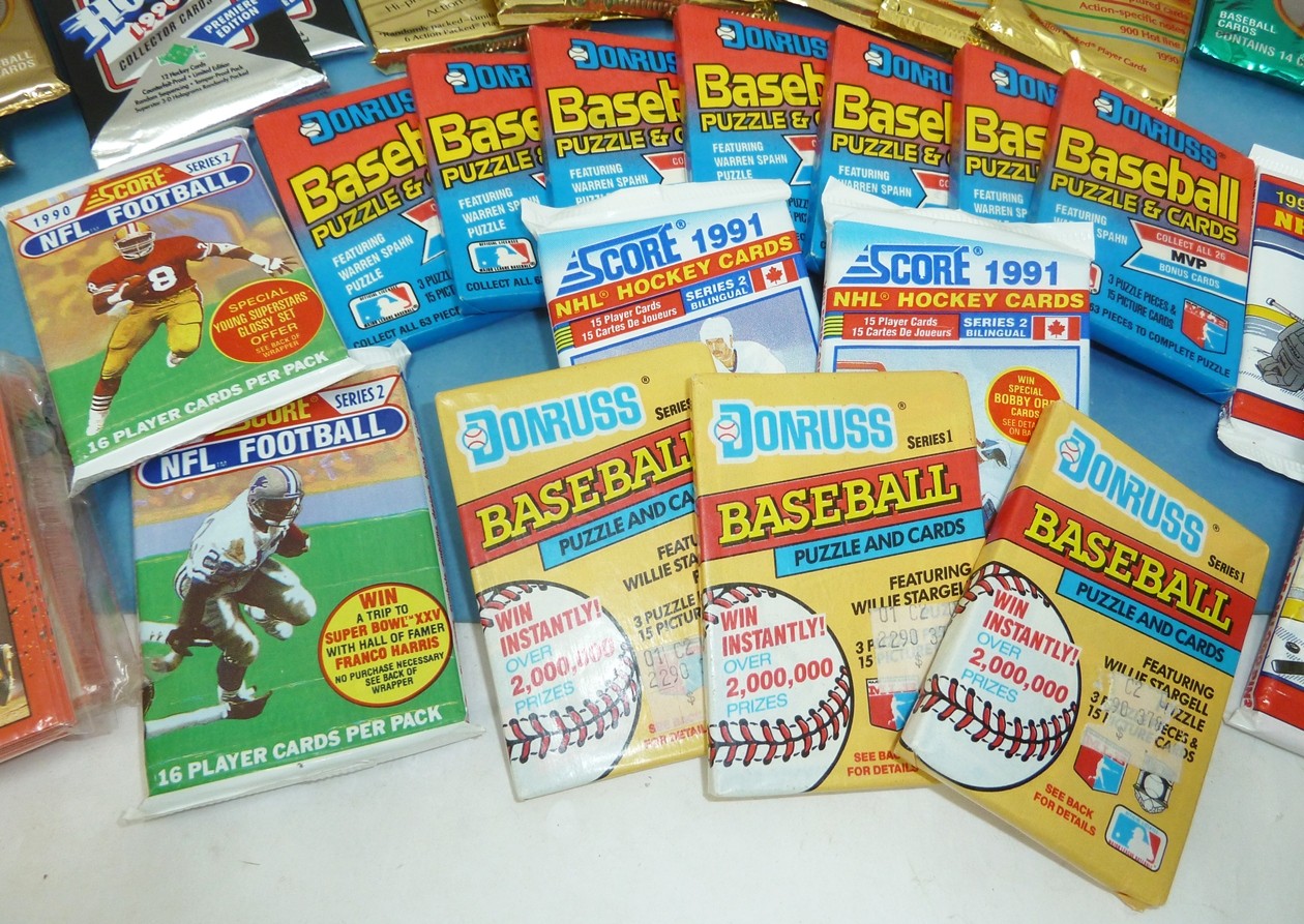 (53) SEALED Trading Card Packages, Baseball, Hockey, Football, SEE LIST ...