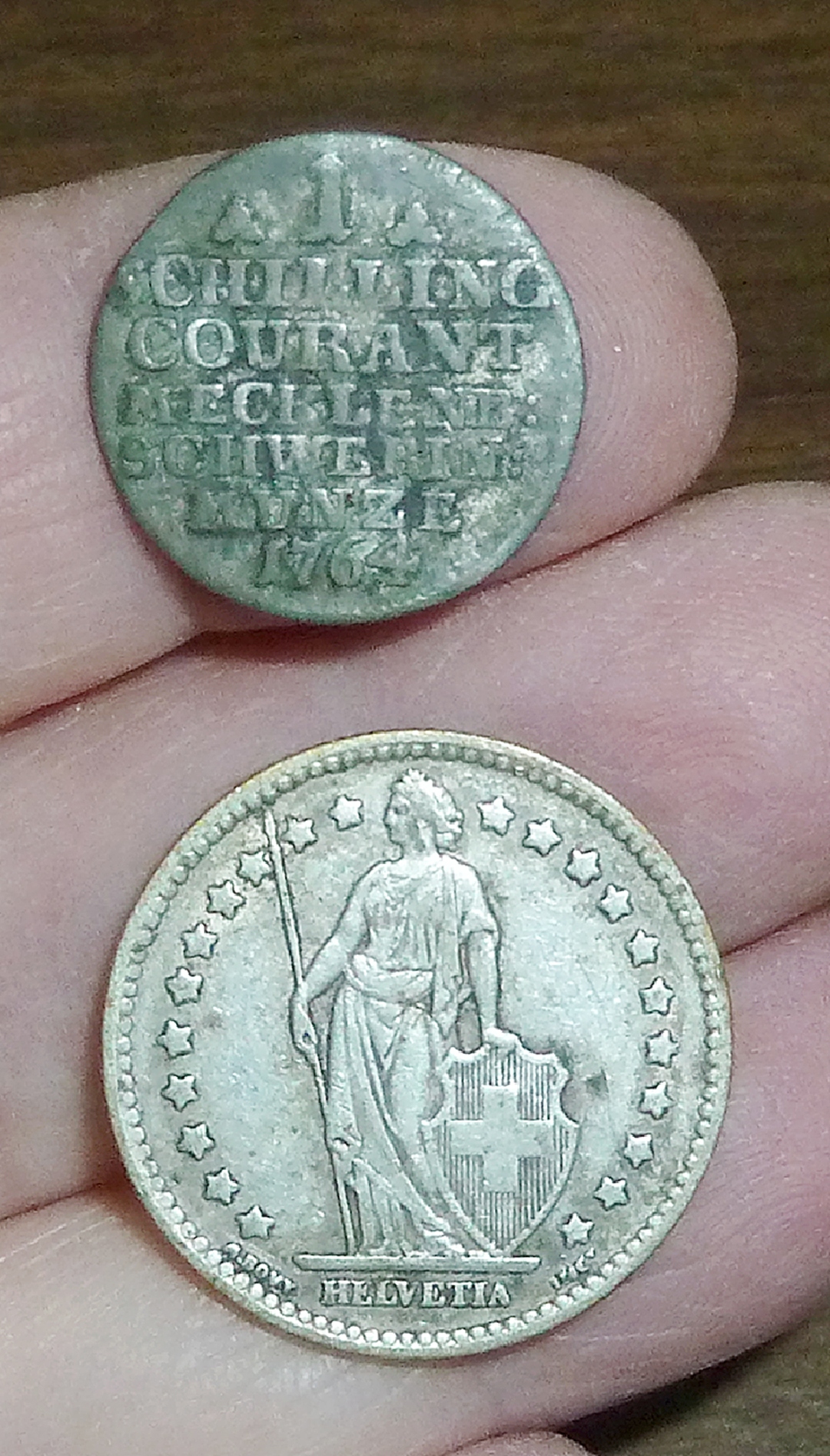 Vintage Coins, 1931 Helvetic Franc & 1764 Prussia German Schilling ...