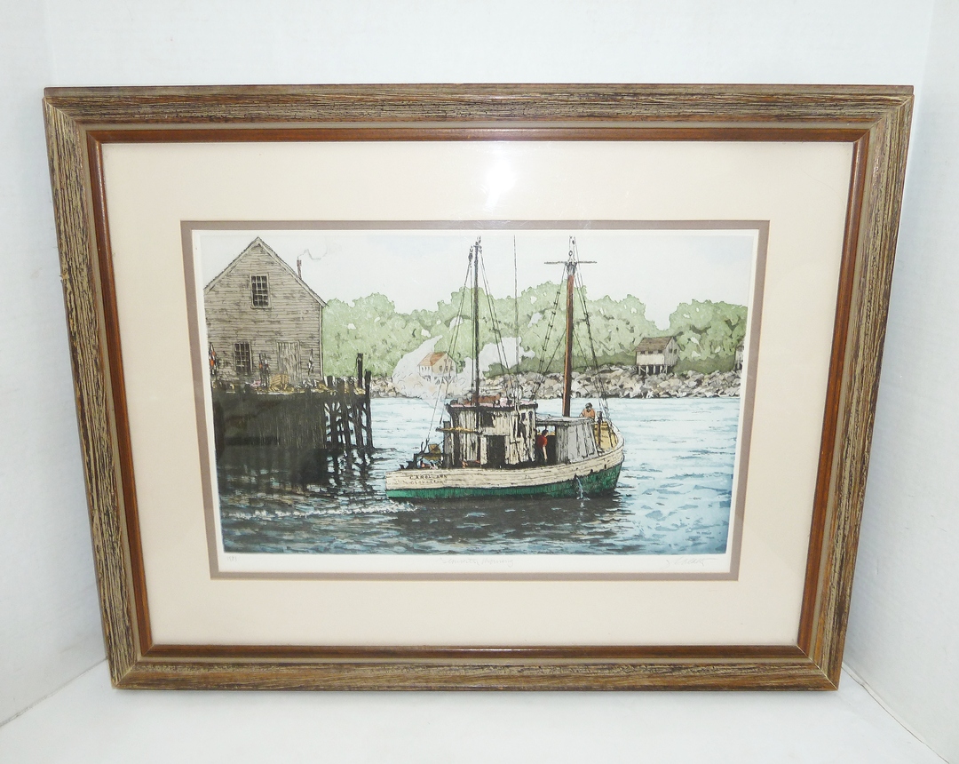 "Gloucester Morning" Hand Painted Etching, SIGNED John Collette #9064 ...
