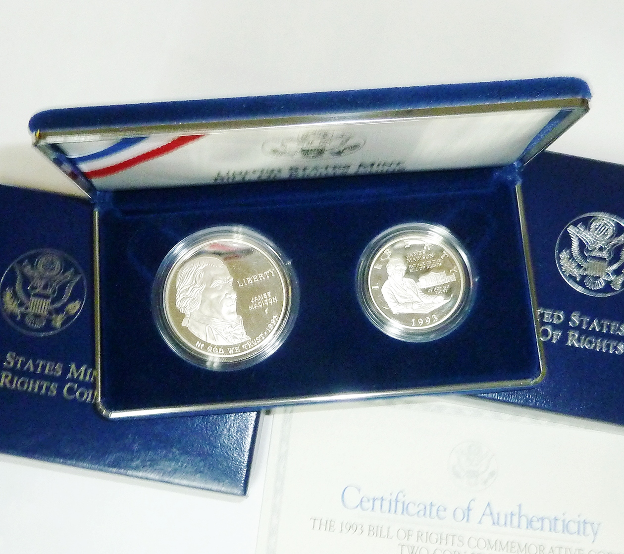 Silver Coin/ingot 1993 Bill Of Rights Comm. 2 Coin Proof SET #8740 ...