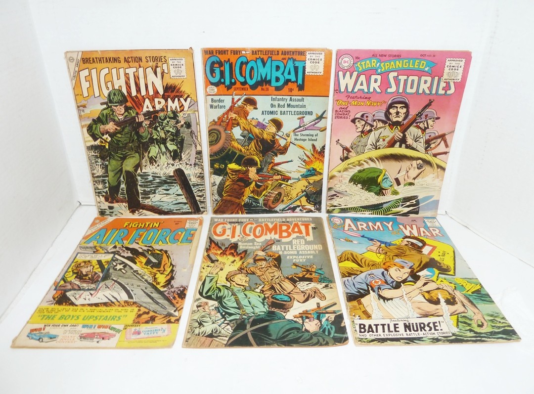 (6) Vintage 10 CENT Military Comic Books, GI Combat Etc. SEE LIST ...