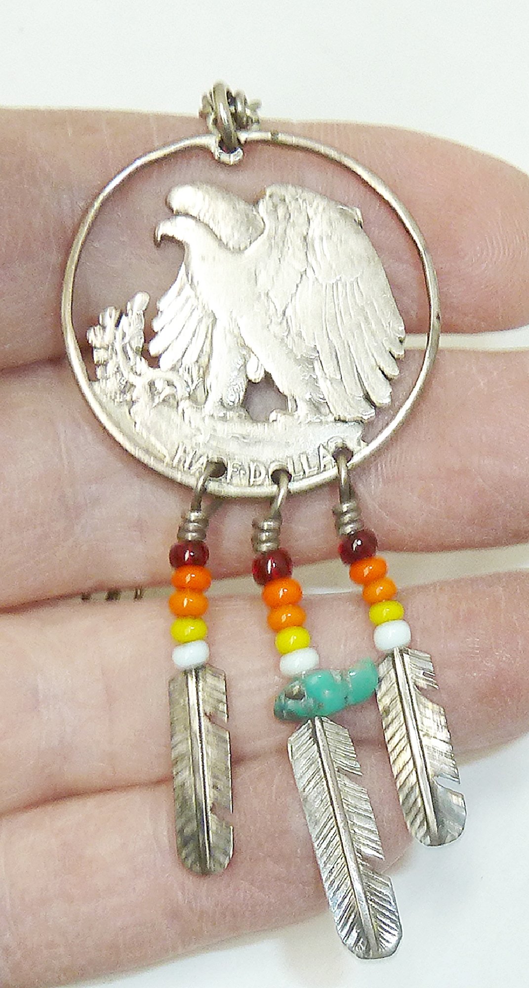Signed Les Peone, Navajo Jewelry Artist, COIN Necklace #8796 ...