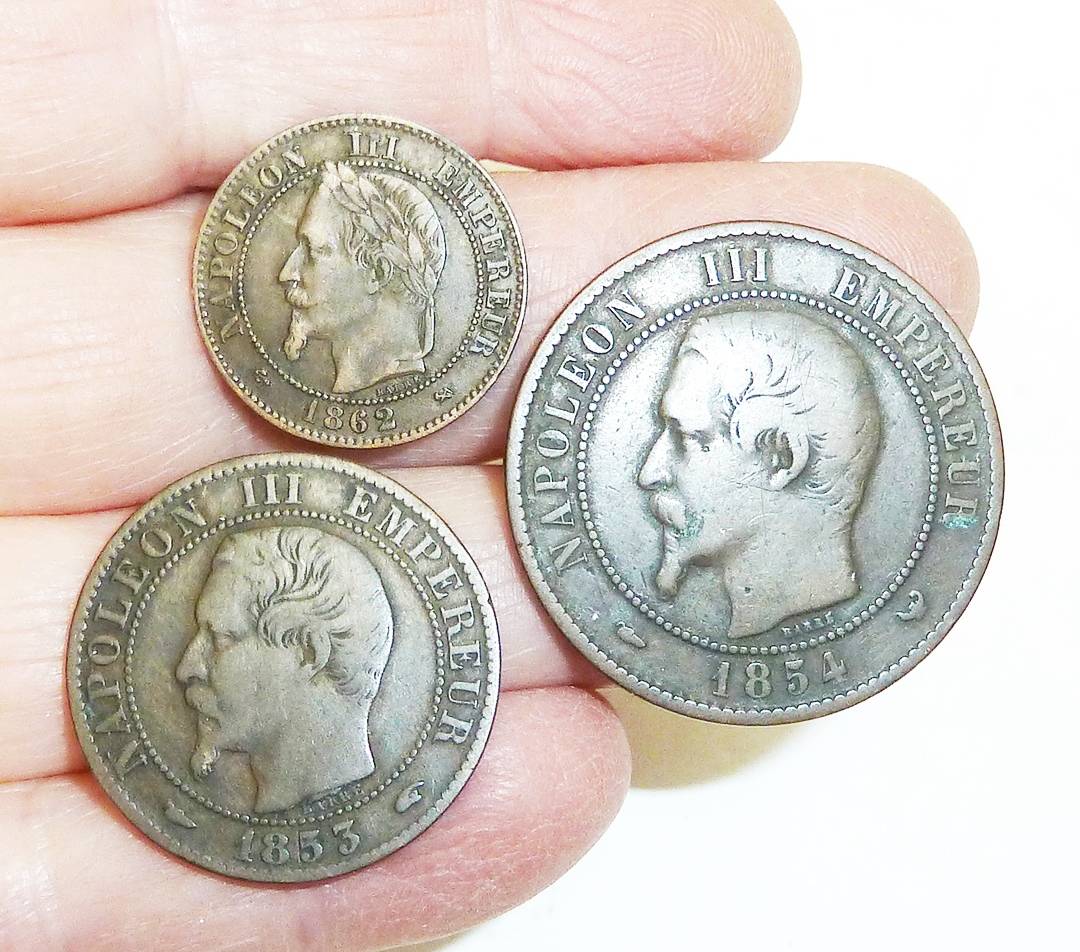 3 French Napolionic Coins, 1853, 1854, 1862 #8147 | Auctionninja.com