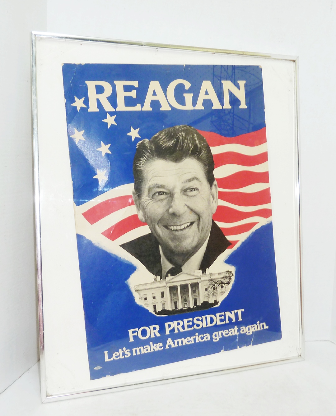 Vintage ORIGINAL Ronald Reagan Campaign Sign, Framed #8136 ...