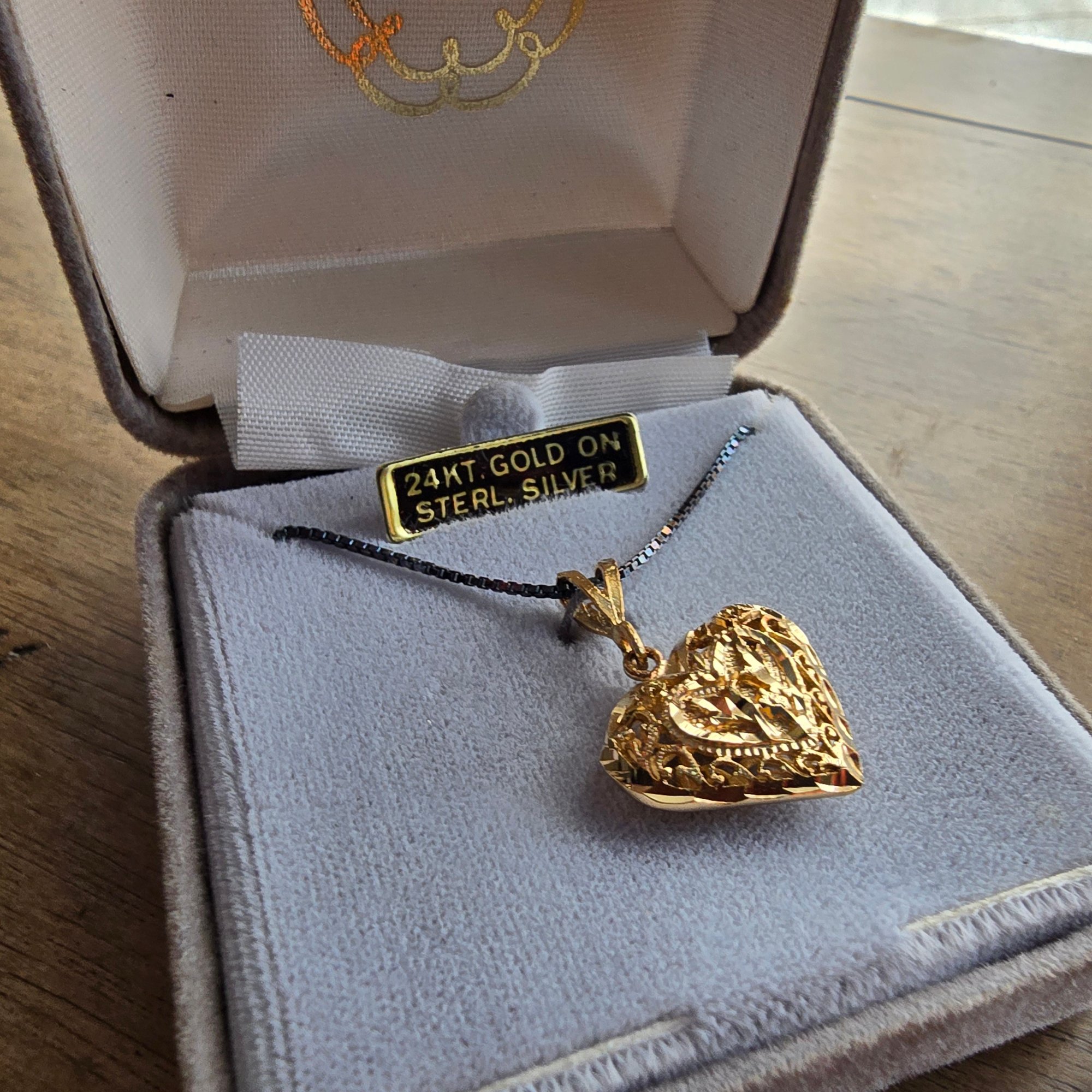 Heart Pendant Necklace, 24kt Gold On Sterling (LR) #101141 ...