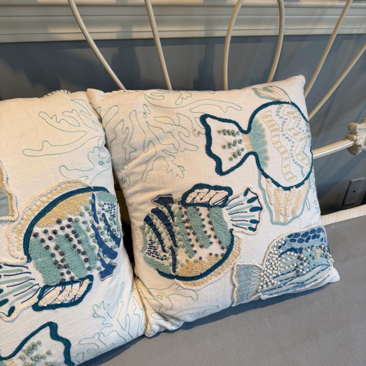 Fish And Coral Embroidery Decorative Throw Pillows (Lot #2) #121716 ...