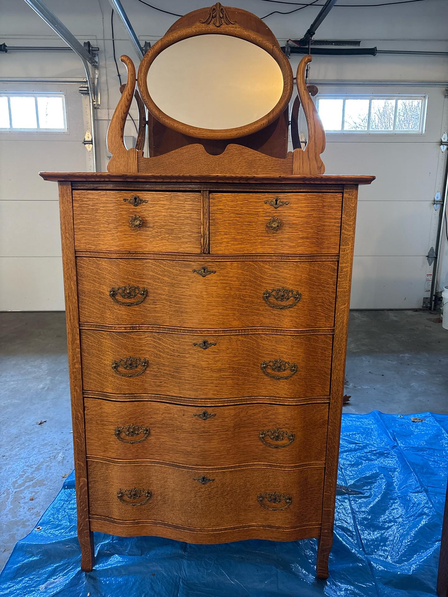 Antique Oak Dresser W/ Mirror, 6 Drawers - PICKUP IN AMHERST - Restored ...